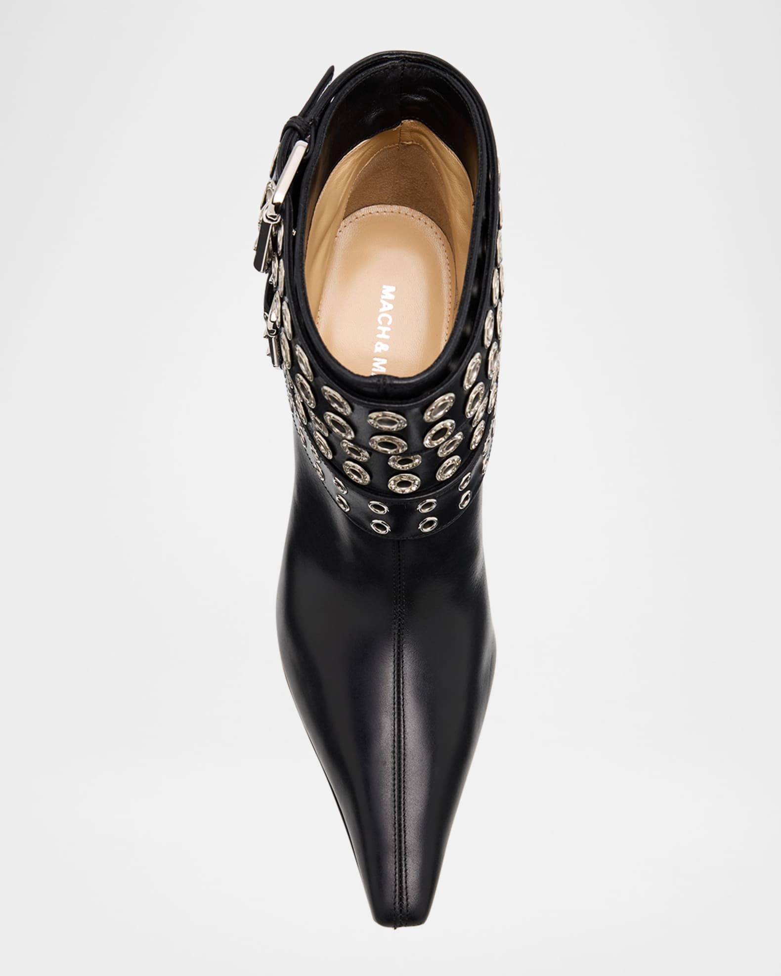 MACH & MACH Buckle Belt Leather Ankle Boots | Neiman Marcus