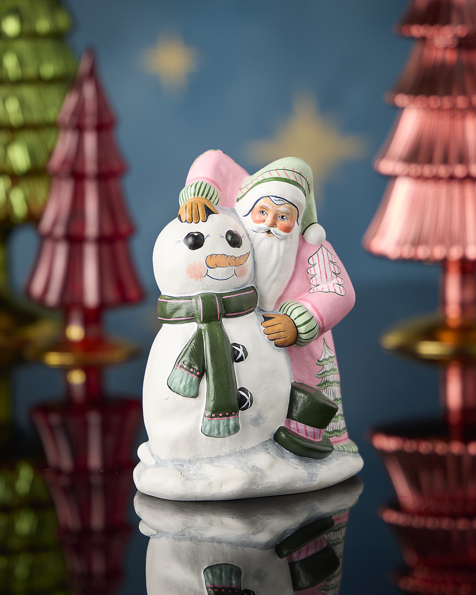 Vaillancourt Folk Art Santa Building a Snowman Christmas Figurine ...