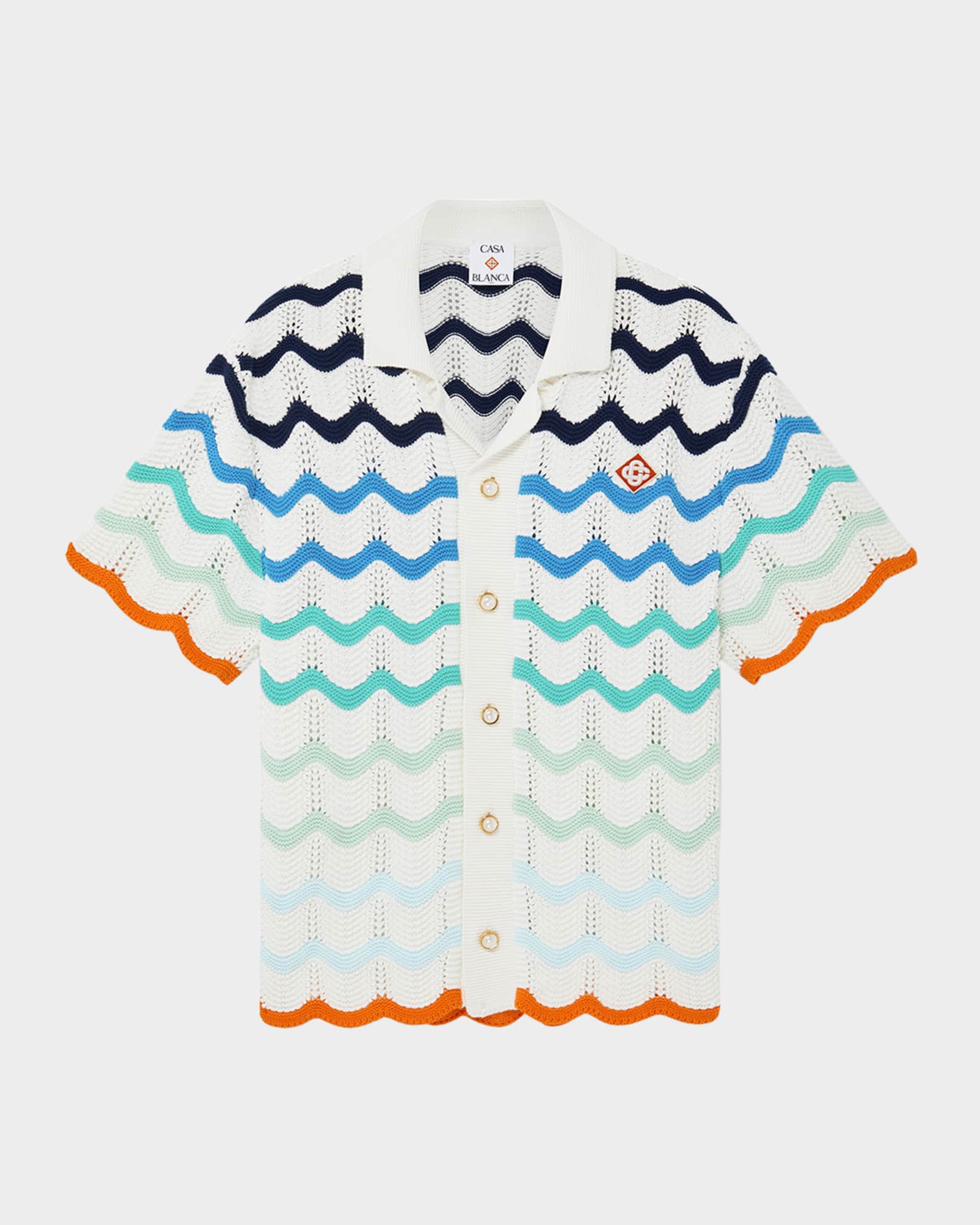 CASABLANCA Men's Gradient Wave Crochet Shirt | Neiman Marcus CASABLANCA Men's Gradient Wave Crochet Shirt | Neiman Marcus