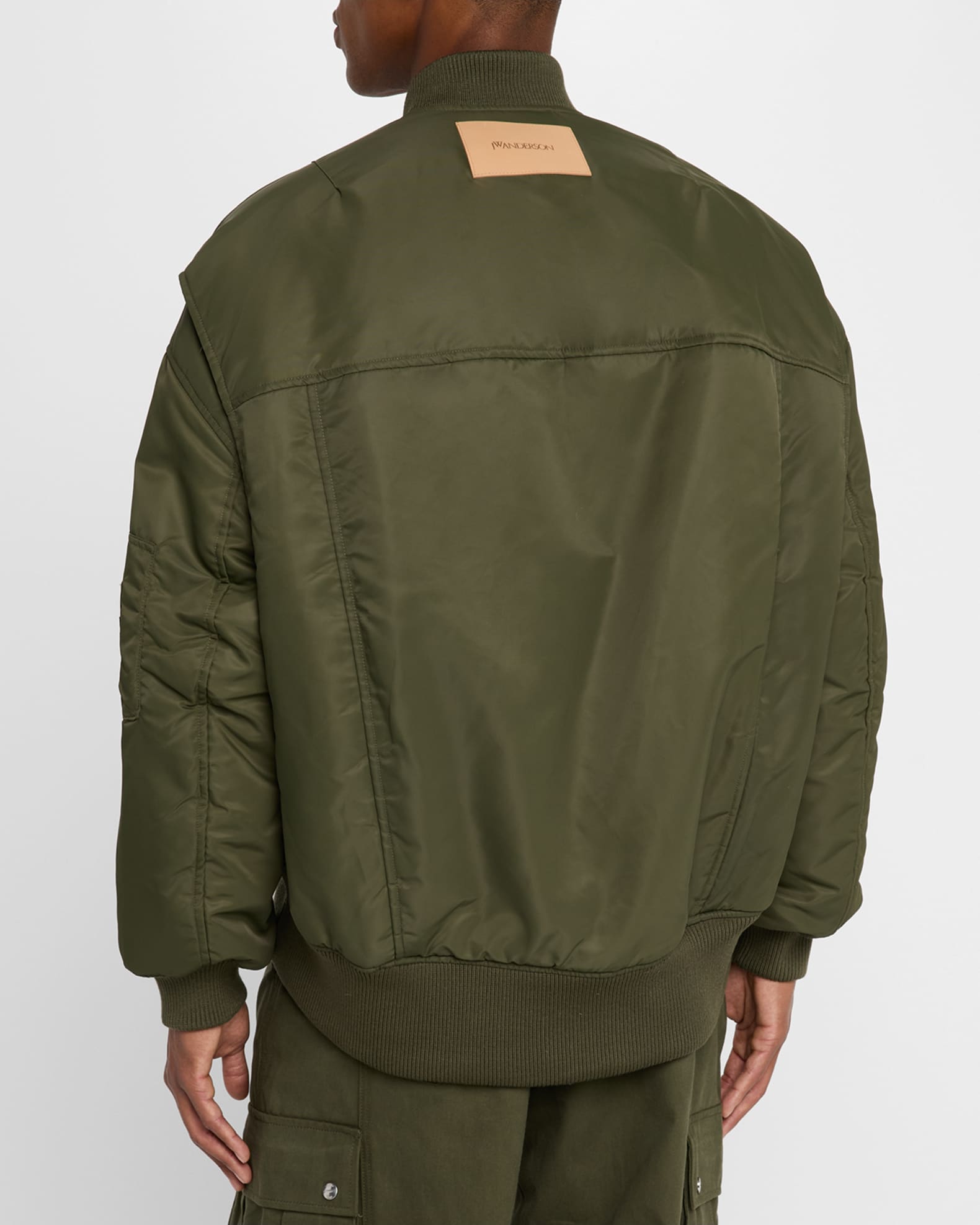 JW Anderson Men's Oversized Curved-Hem Bomber Jacket | Neiman Marcus
