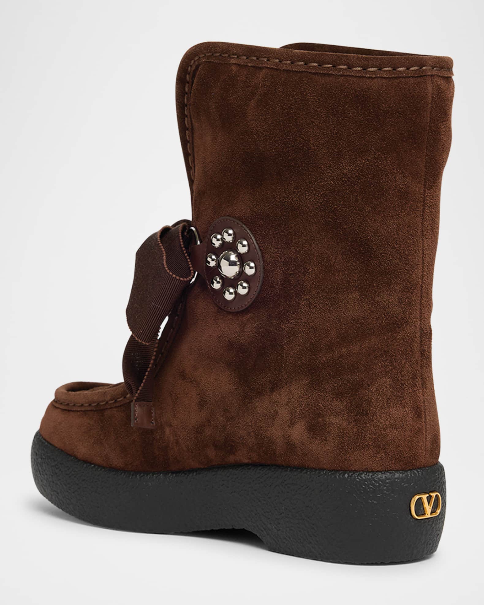 Valentino Garavani Suede Faux Fur Snow Booties | Neiman Marcus