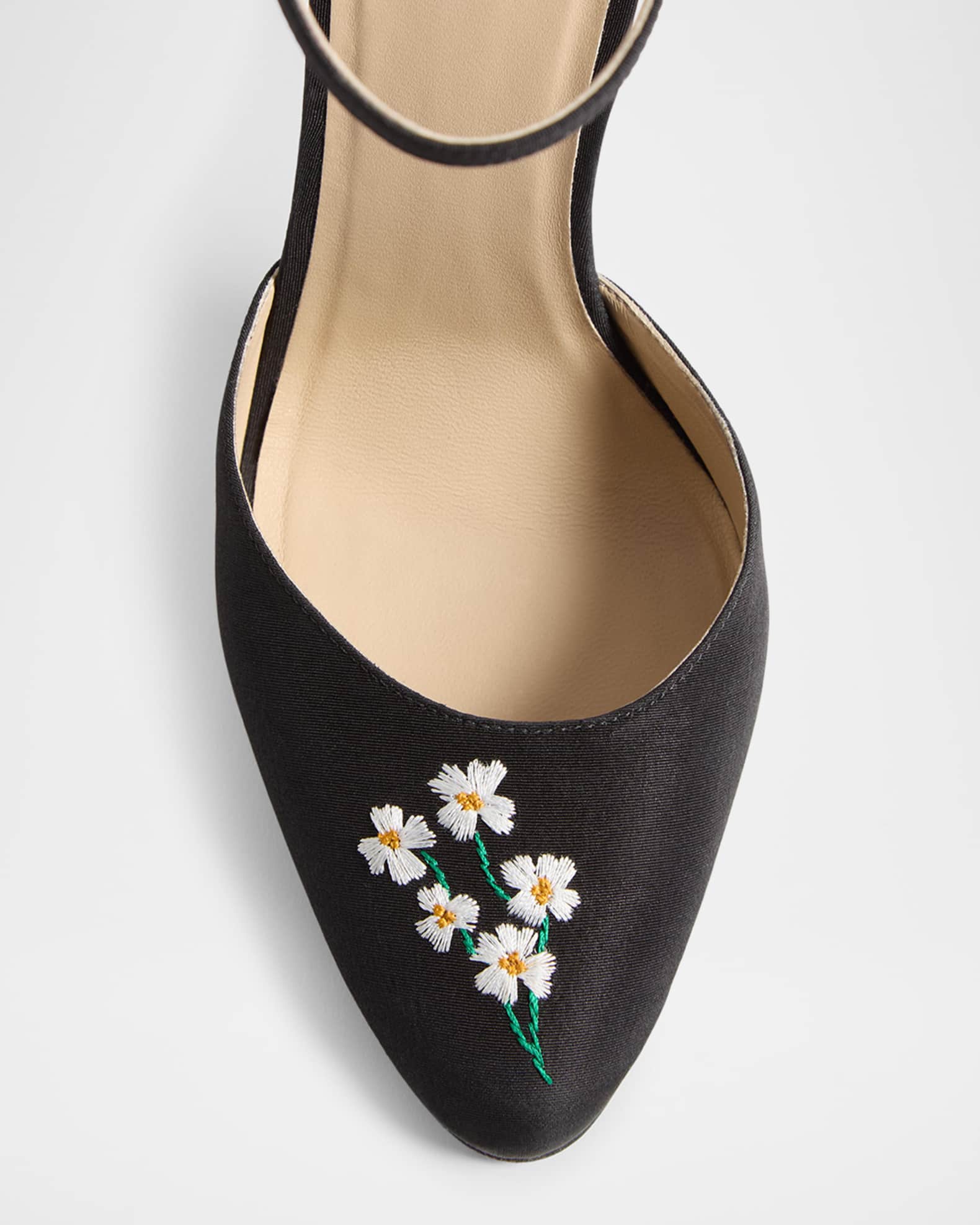 Valentino Garavani Hi Dolly Daisy Embroidered Satin Pumps | Neiman Marcus