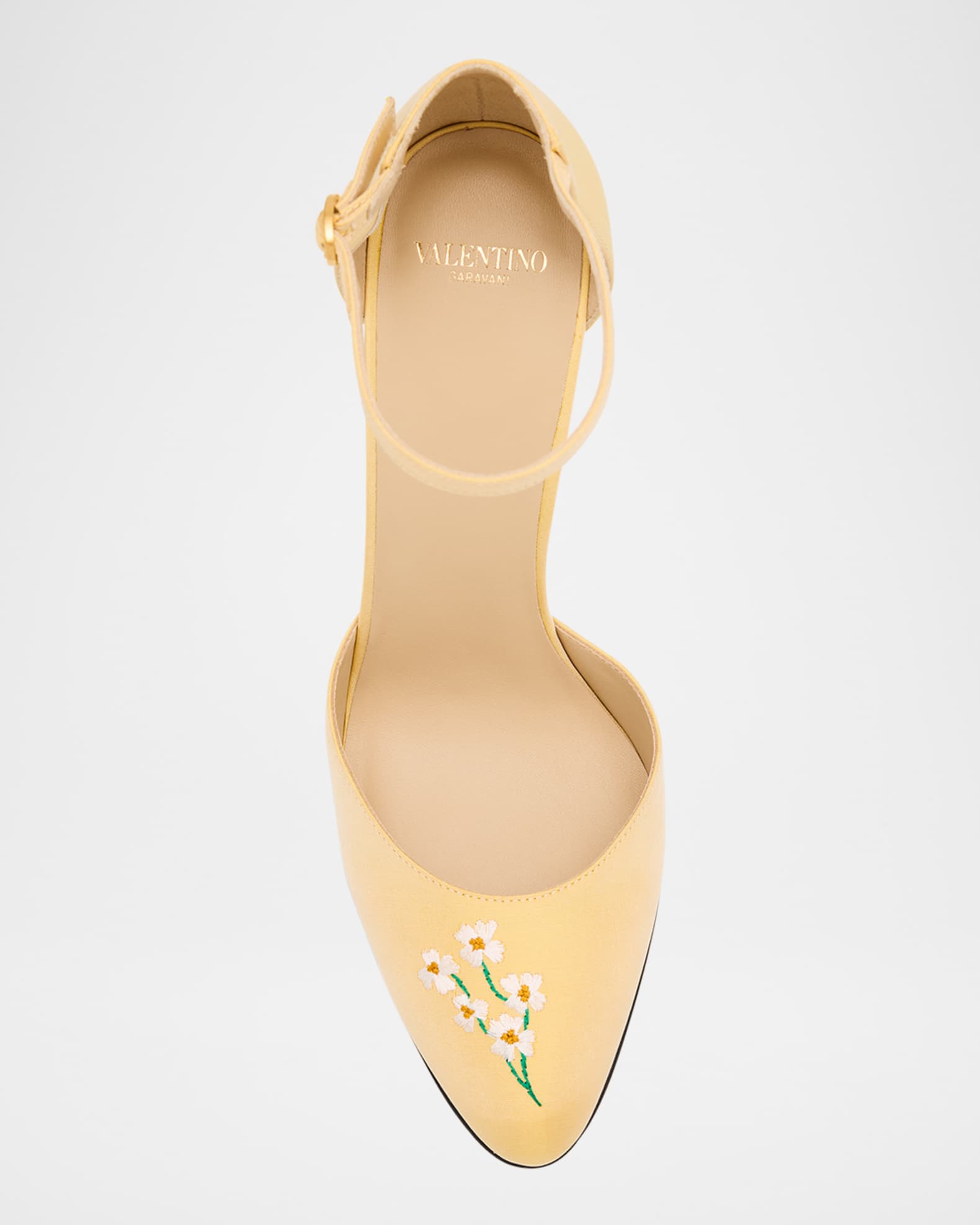 Valentino Garavani Hi Dolly Daisy Embroidered Satin Pumps | Neiman Marcus