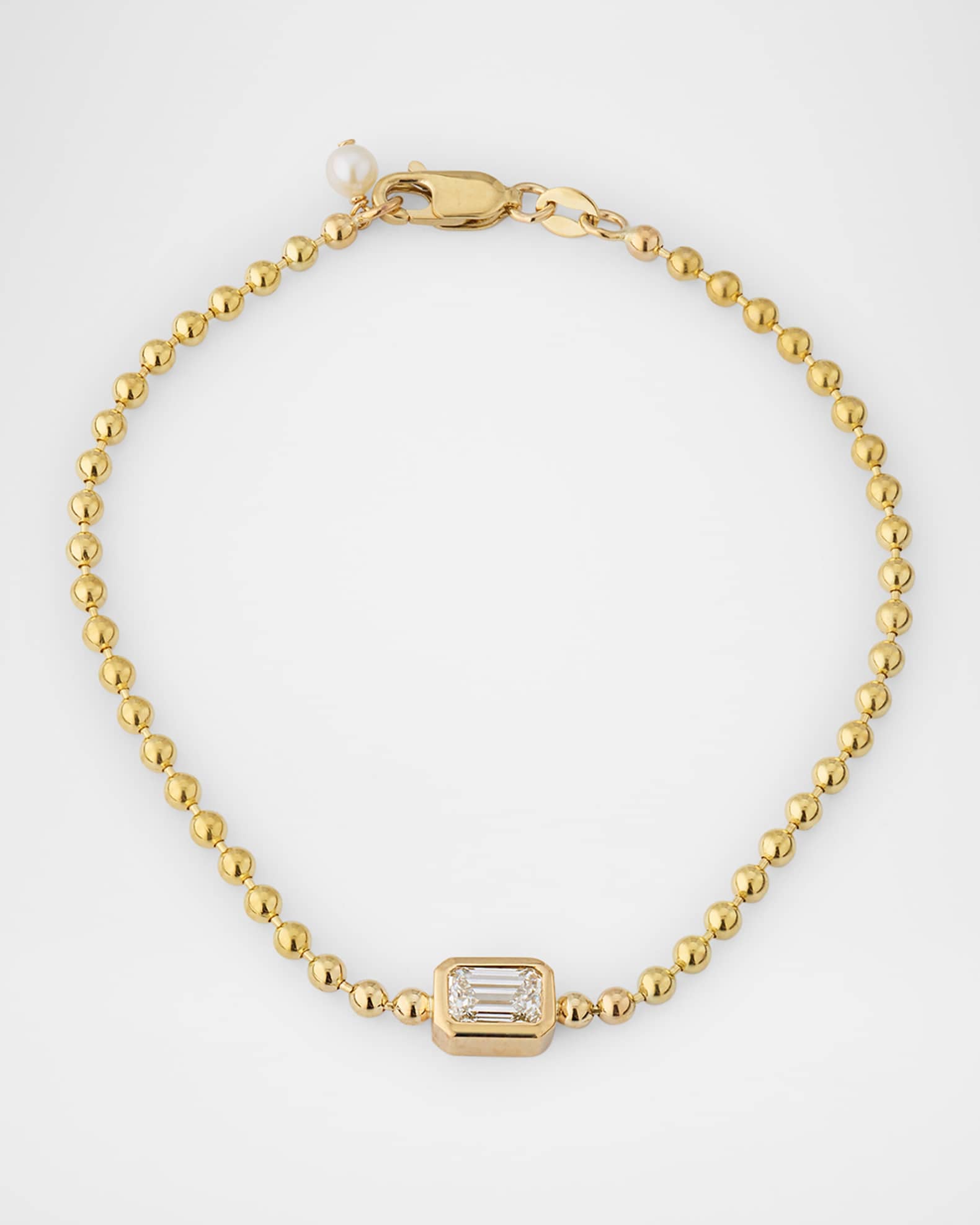 POPPY FINCH Emerald Lab Diamond Ball Chain Bracelet | Neiman Marcus