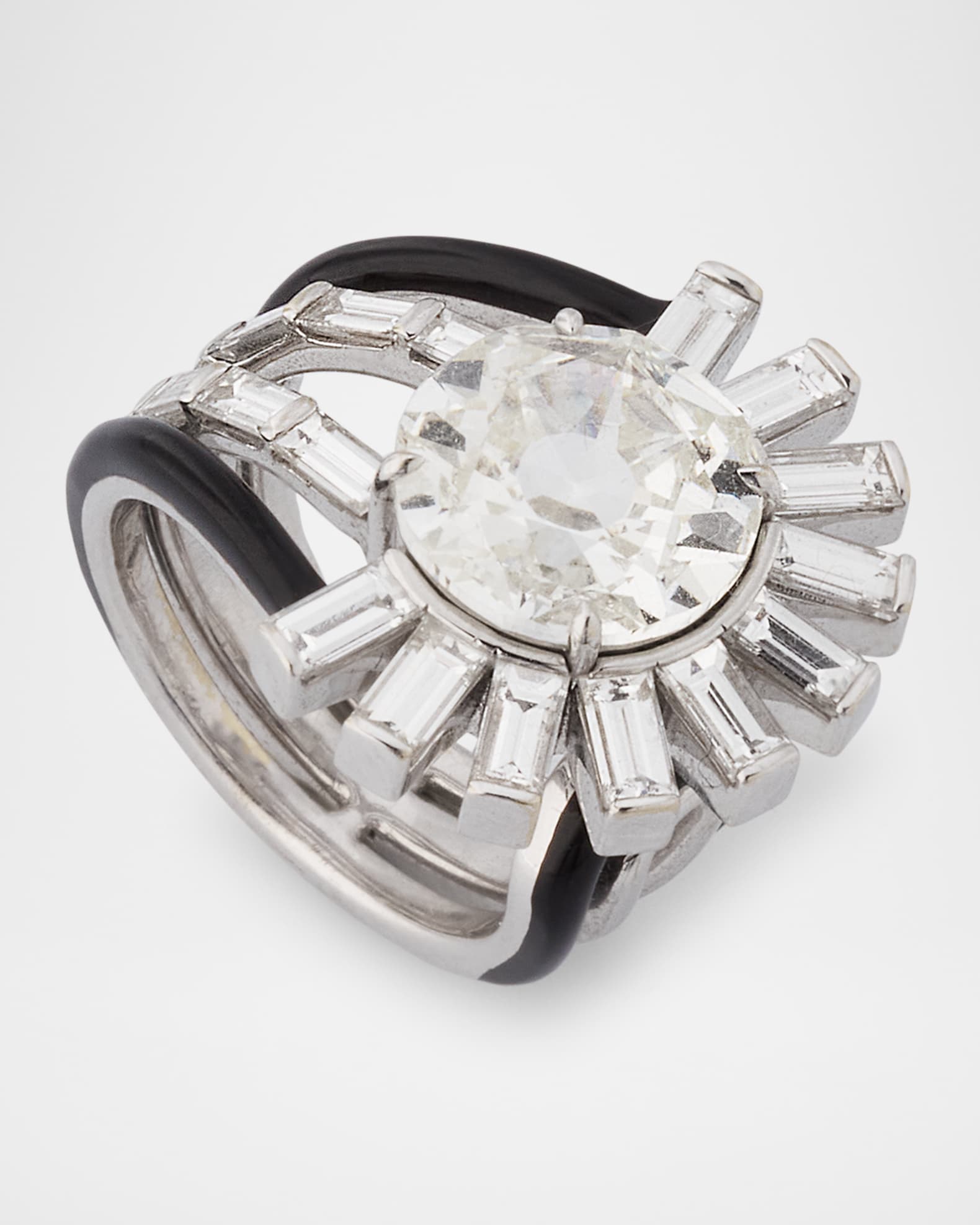 Nikos Koulis 18K White Gold Oui Ring with Mixed White Diamonds and ...