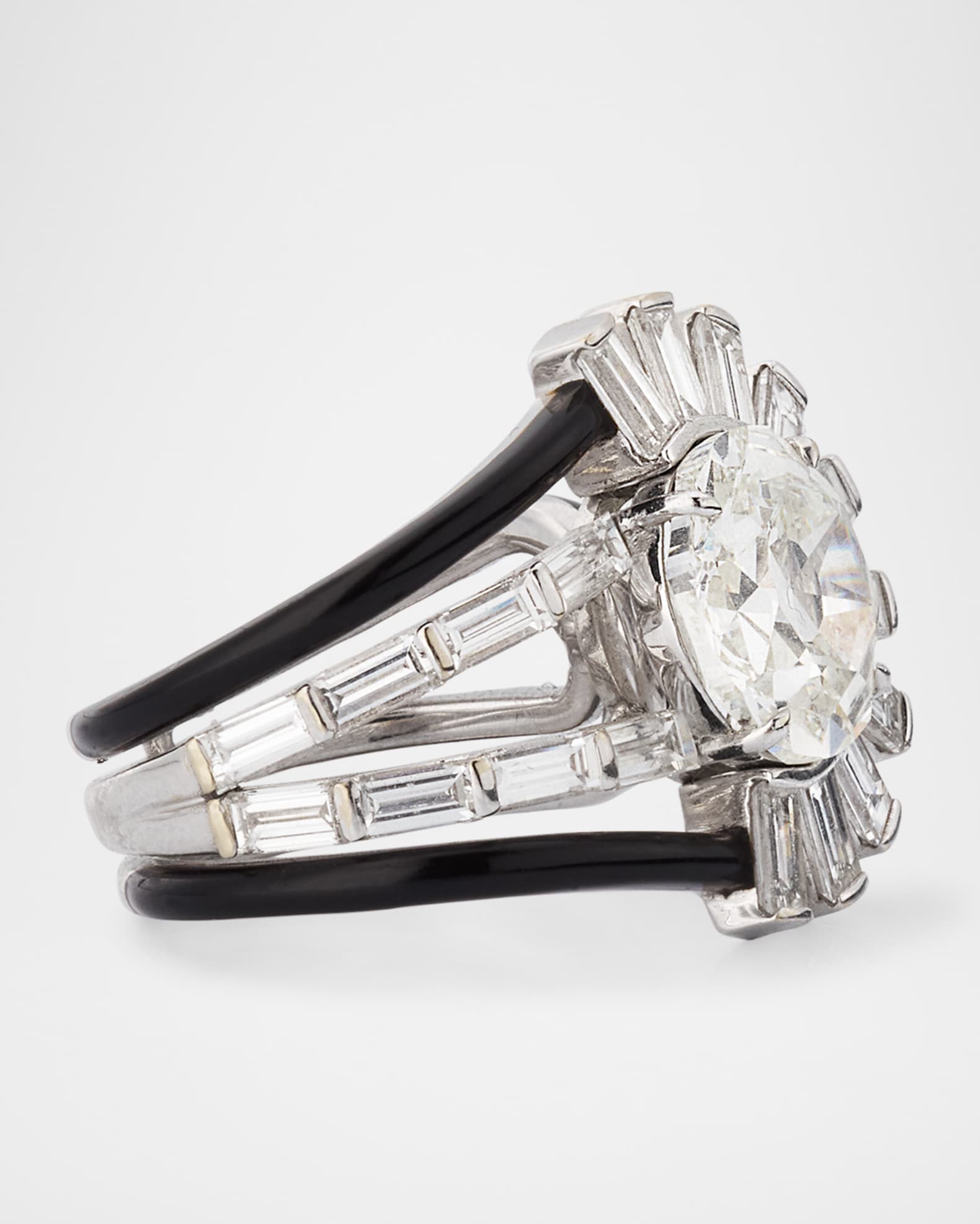 Nikos Koulis 18K White Gold Oui Ring with Mixed White Diamonds and ...