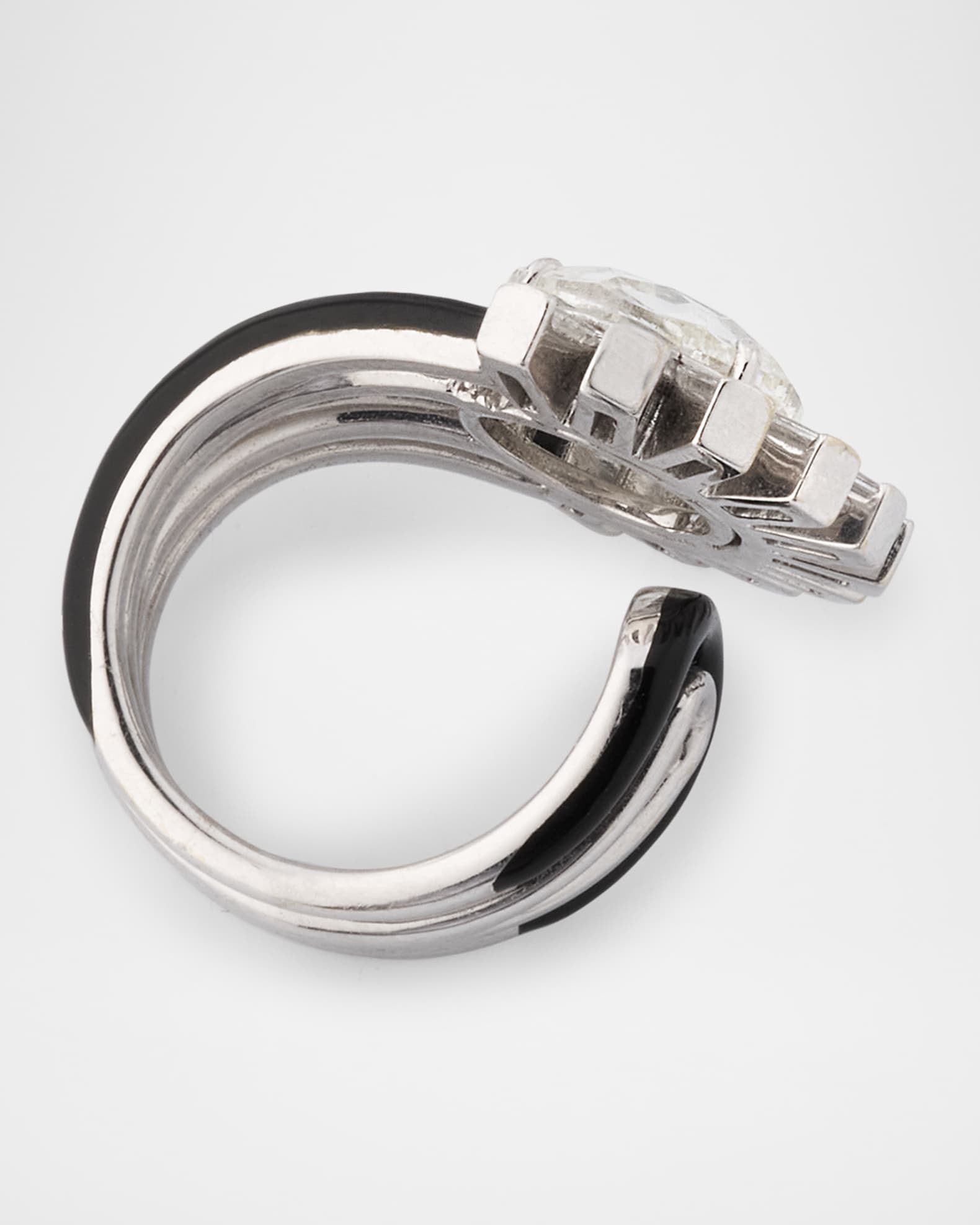 Nikos Koulis 18K White Gold Oui Ring with Mixed White Diamonds and ...