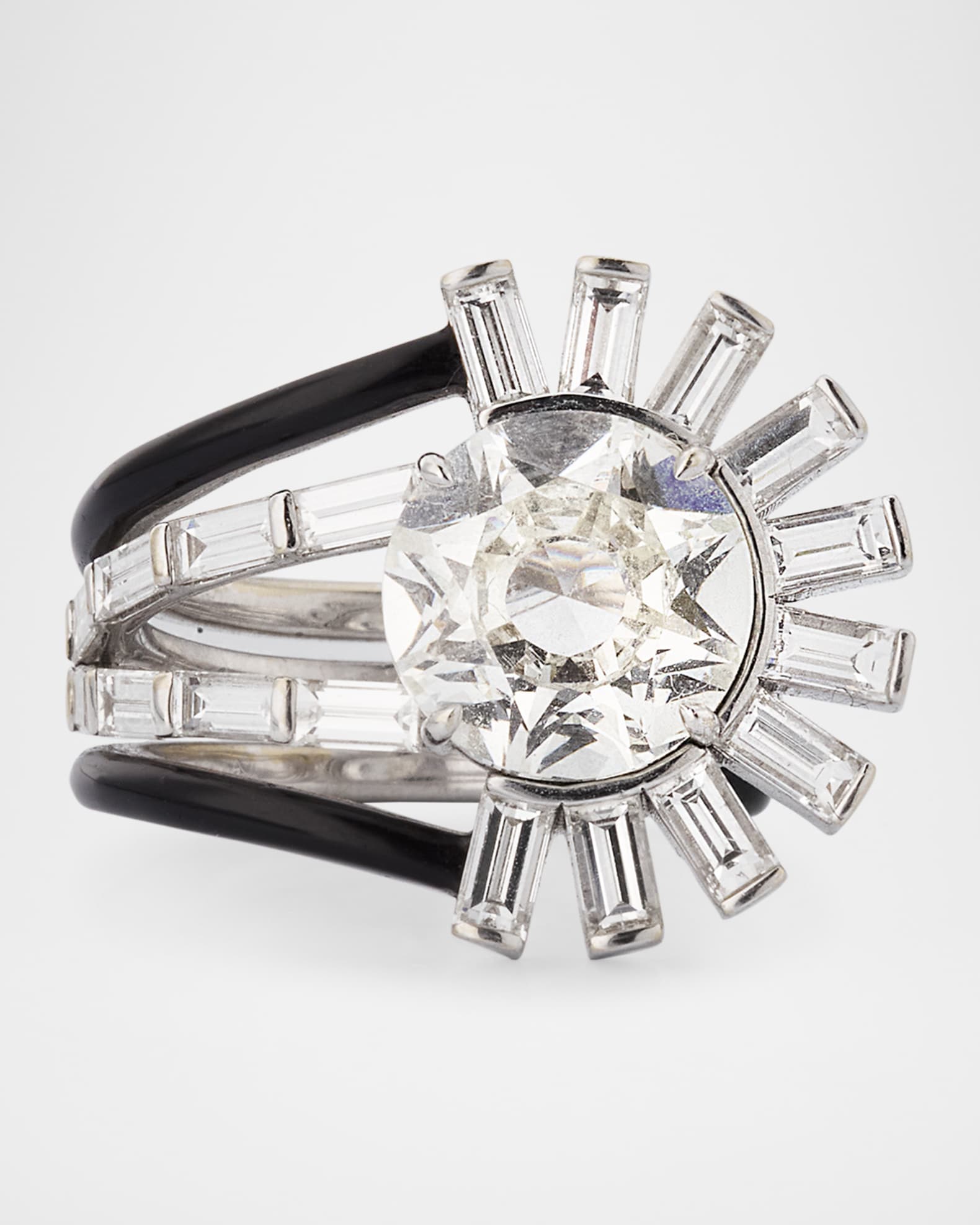 Nikos Koulis 18K White Gold Oui Ring with Mixed White Diamonds and ...