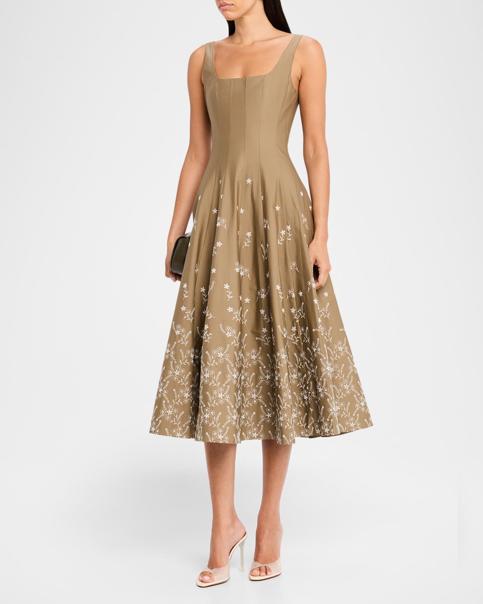 STAUD Wells Poplin Midi Dress | Neiman Marcus