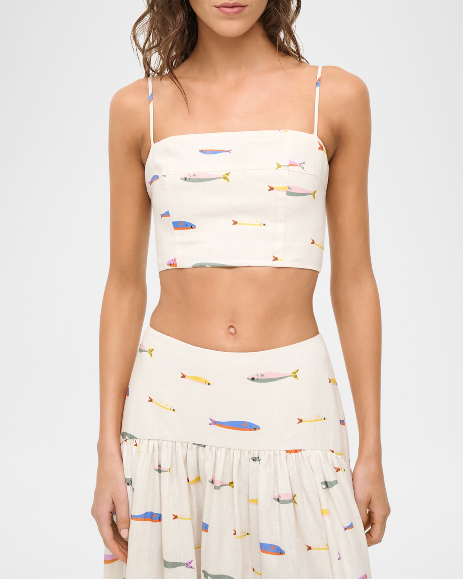 STAUD Sardine Federico Linen Crop Top | Neiman Marcus