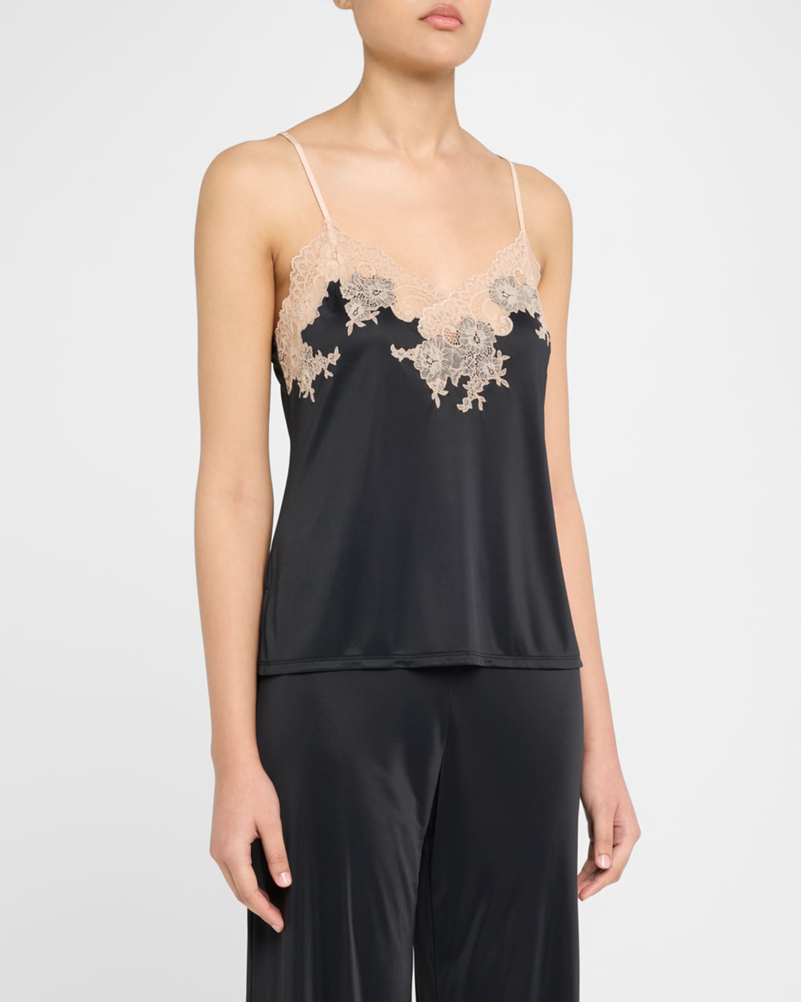 Natori Enchant Cropped Lace-Trim Cami Pajama Set | Neiman Marcus