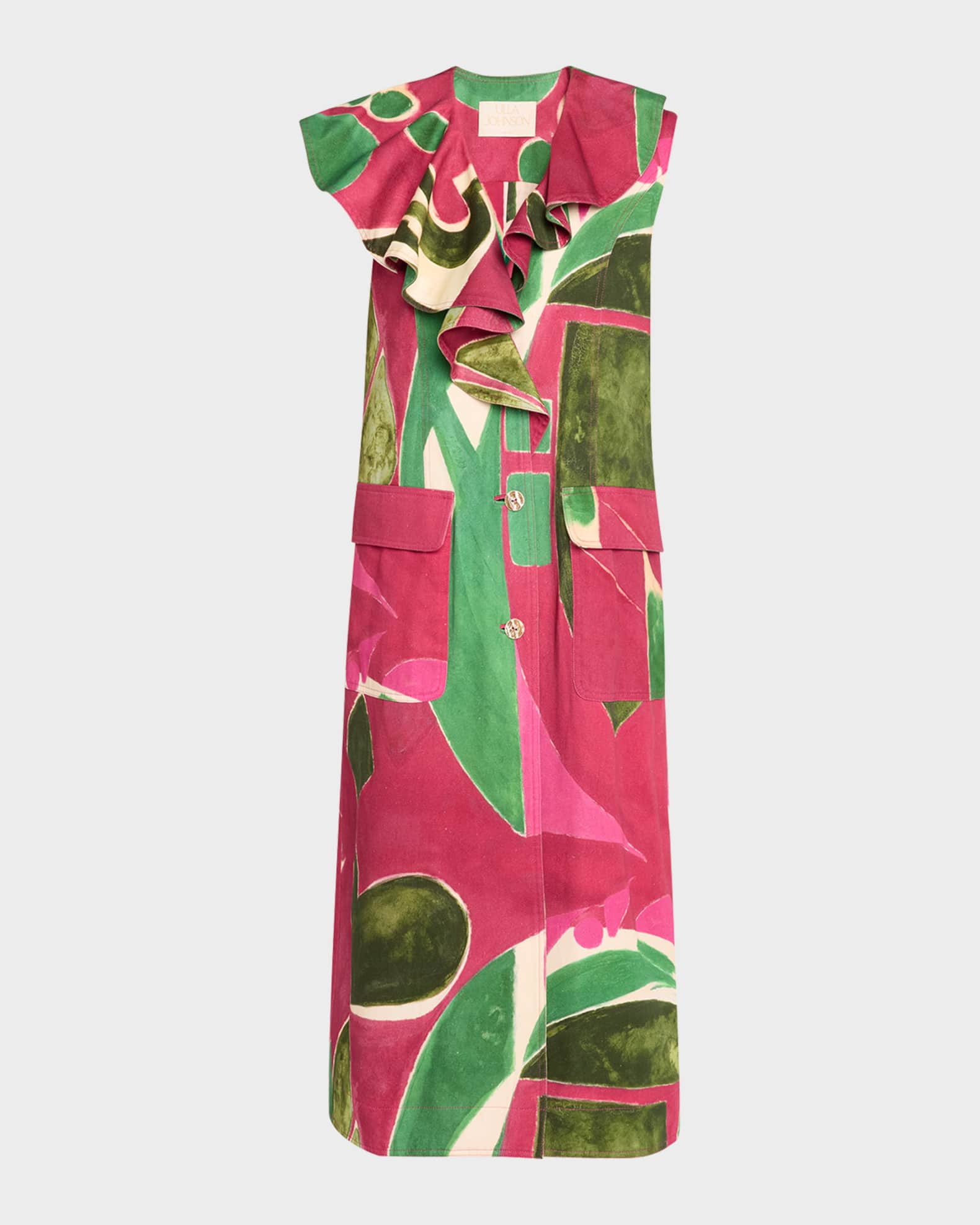 Ulla Johnson Harper Printed Cotton Twill Vest | Neiman Marcus