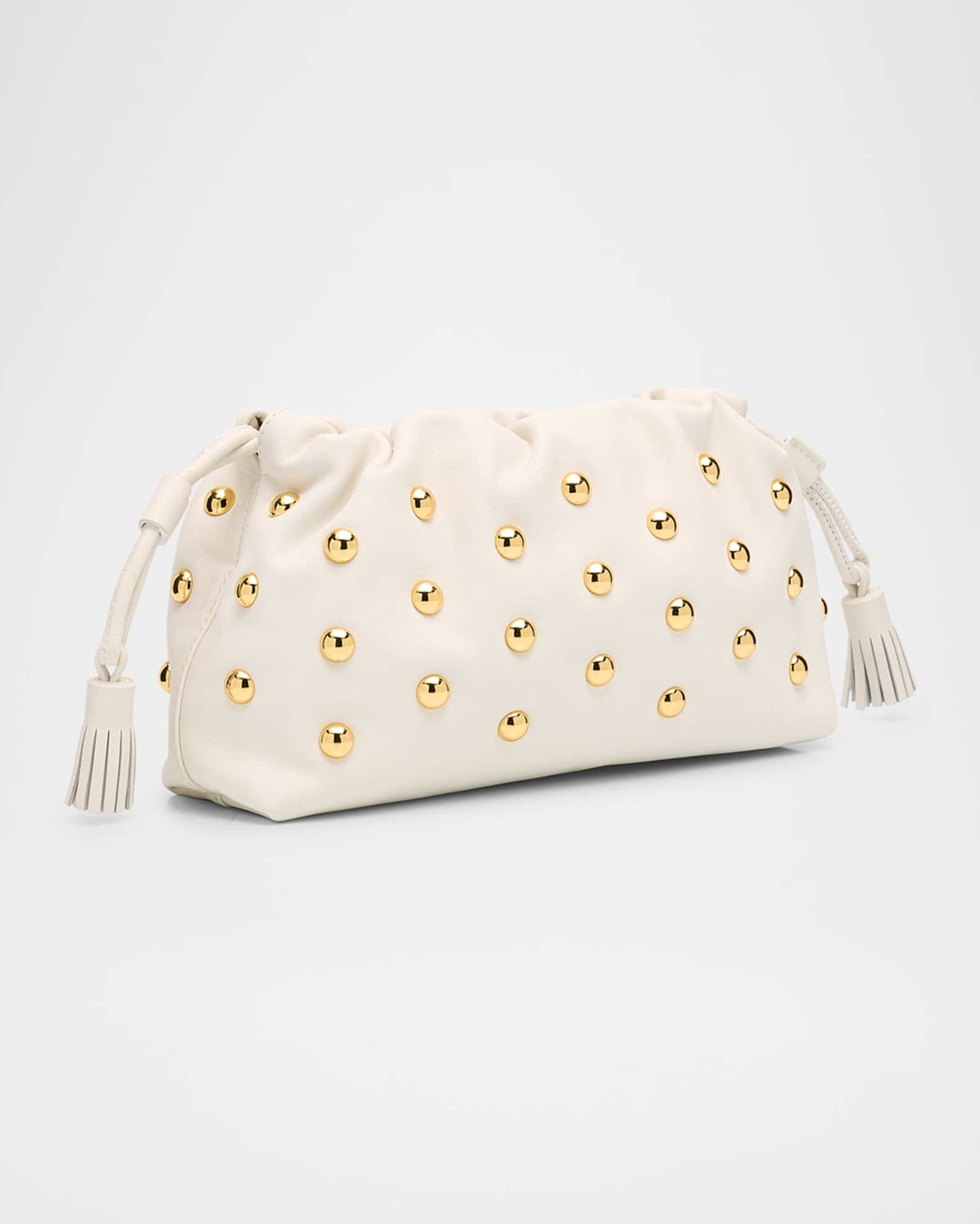 Veronica Beard Stash Small Studded Leather Clutch Bag | Neiman Marcus