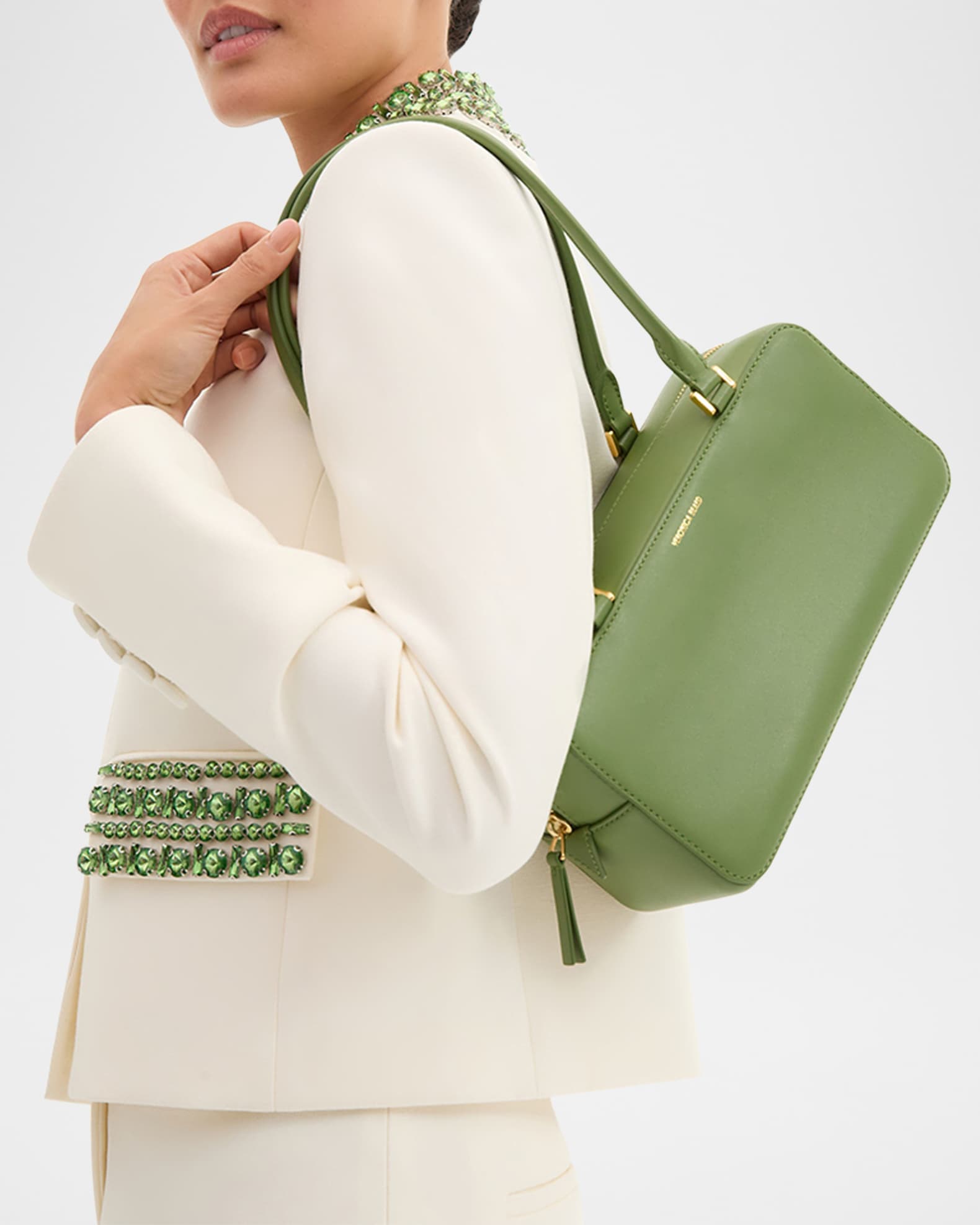 Veronica Beard Boxy Leather Shoulder Bag | Neiman Marcus