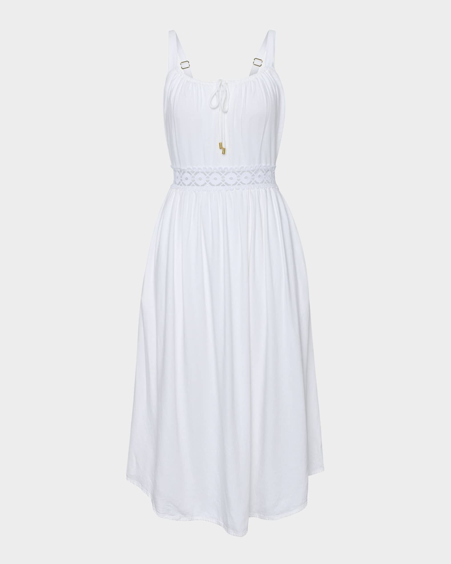 La Blanca Lakeside Crochet-Trim Midi Dress | Neiman Marcus