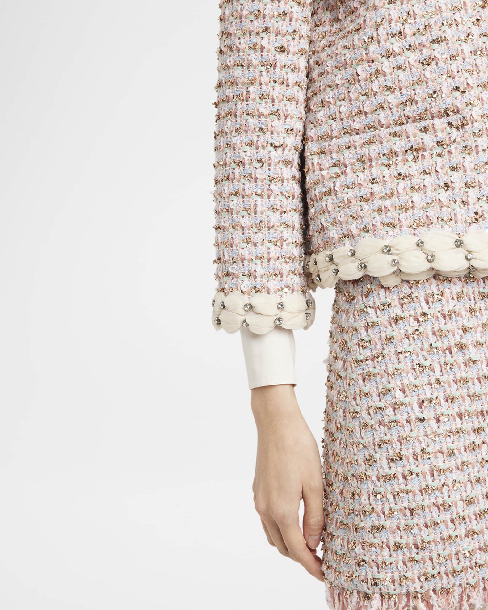 Valentino Garavani Boxy Crystal-Embellished Tweed Jacket | Neiman Marcus