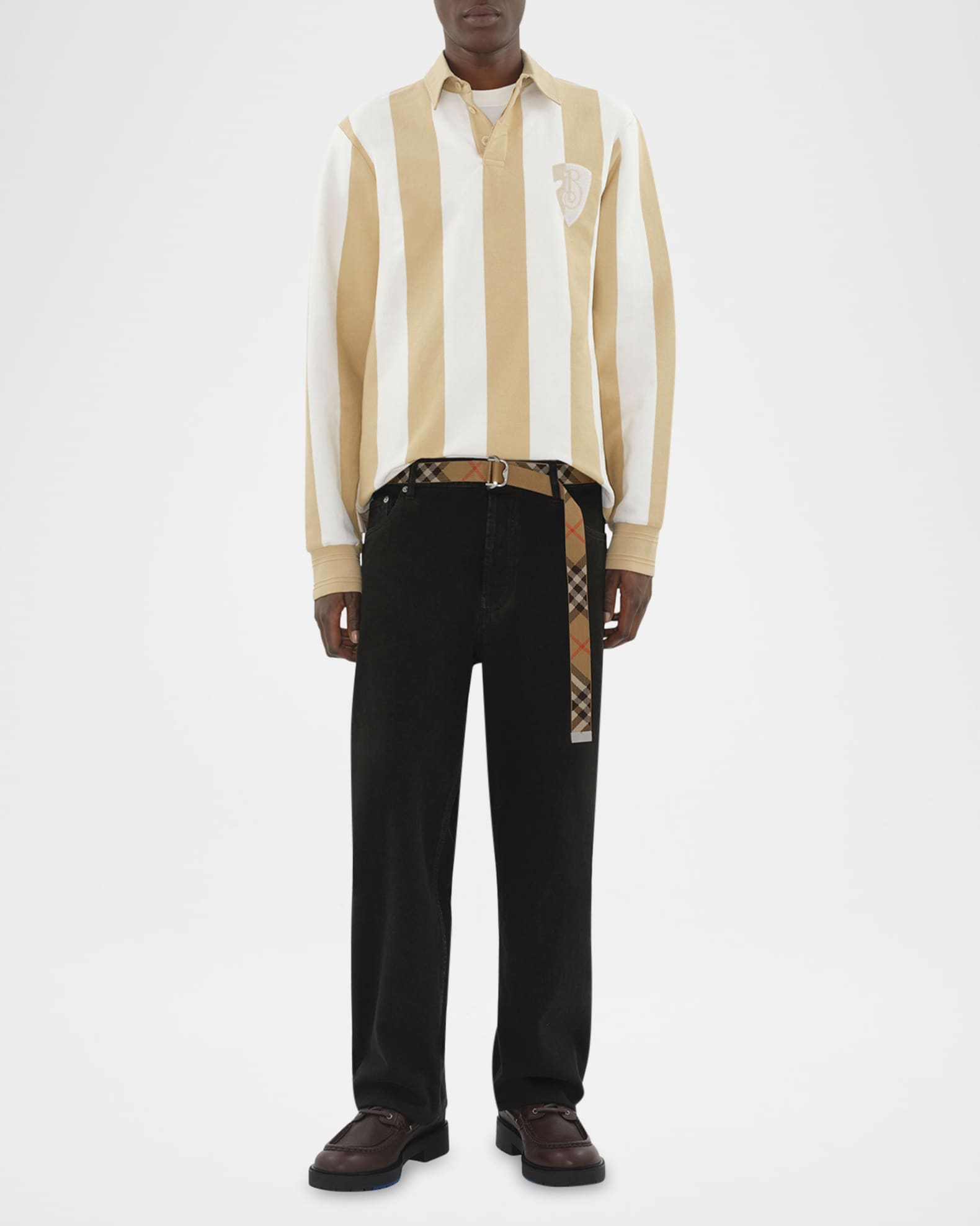 Burberry Men's B-Buckle Check Webbing Belt | Neiman Marcus