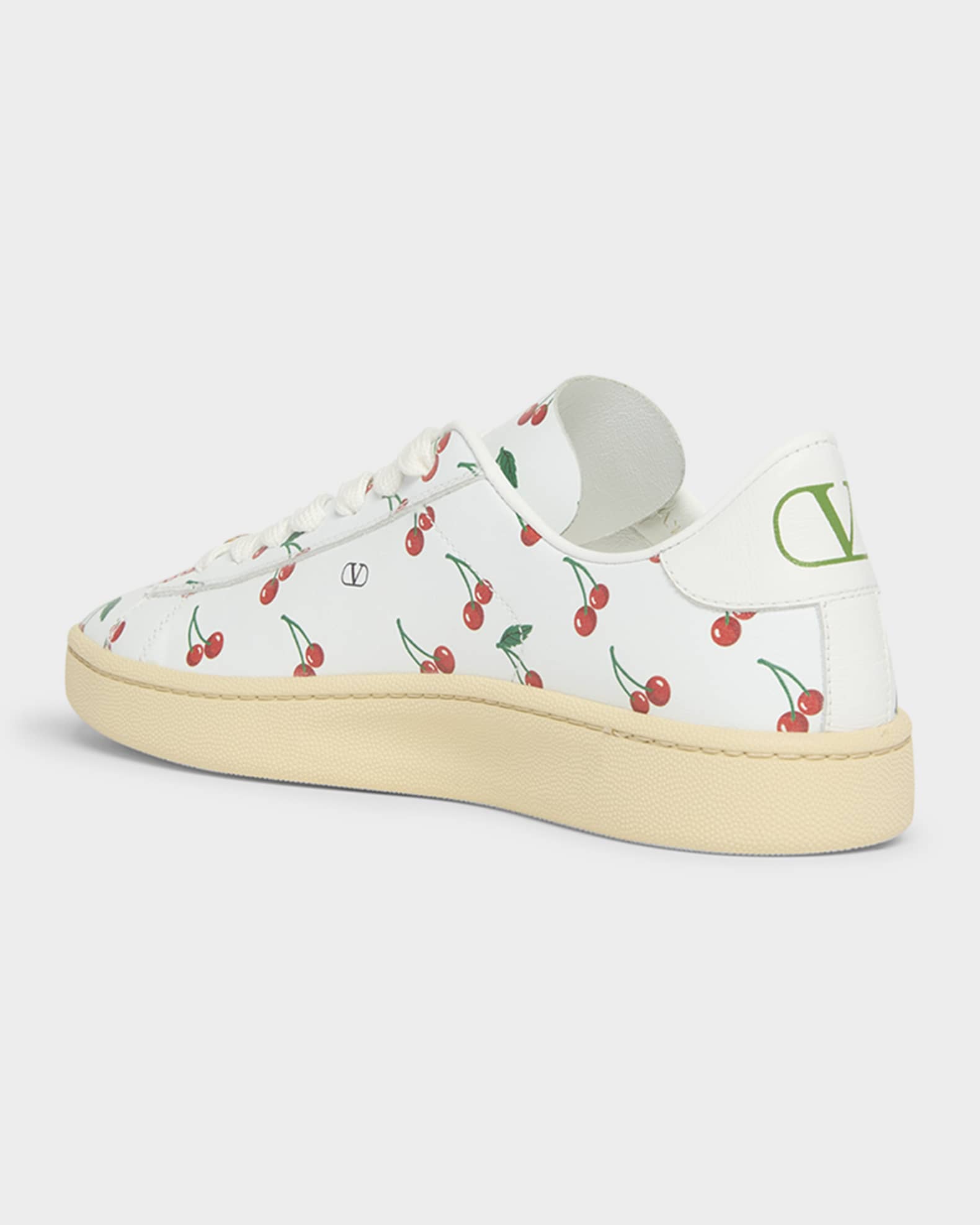 Valentino Garavani Royco VLogo Cherry-Print Leather Sneakers | Neiman ...