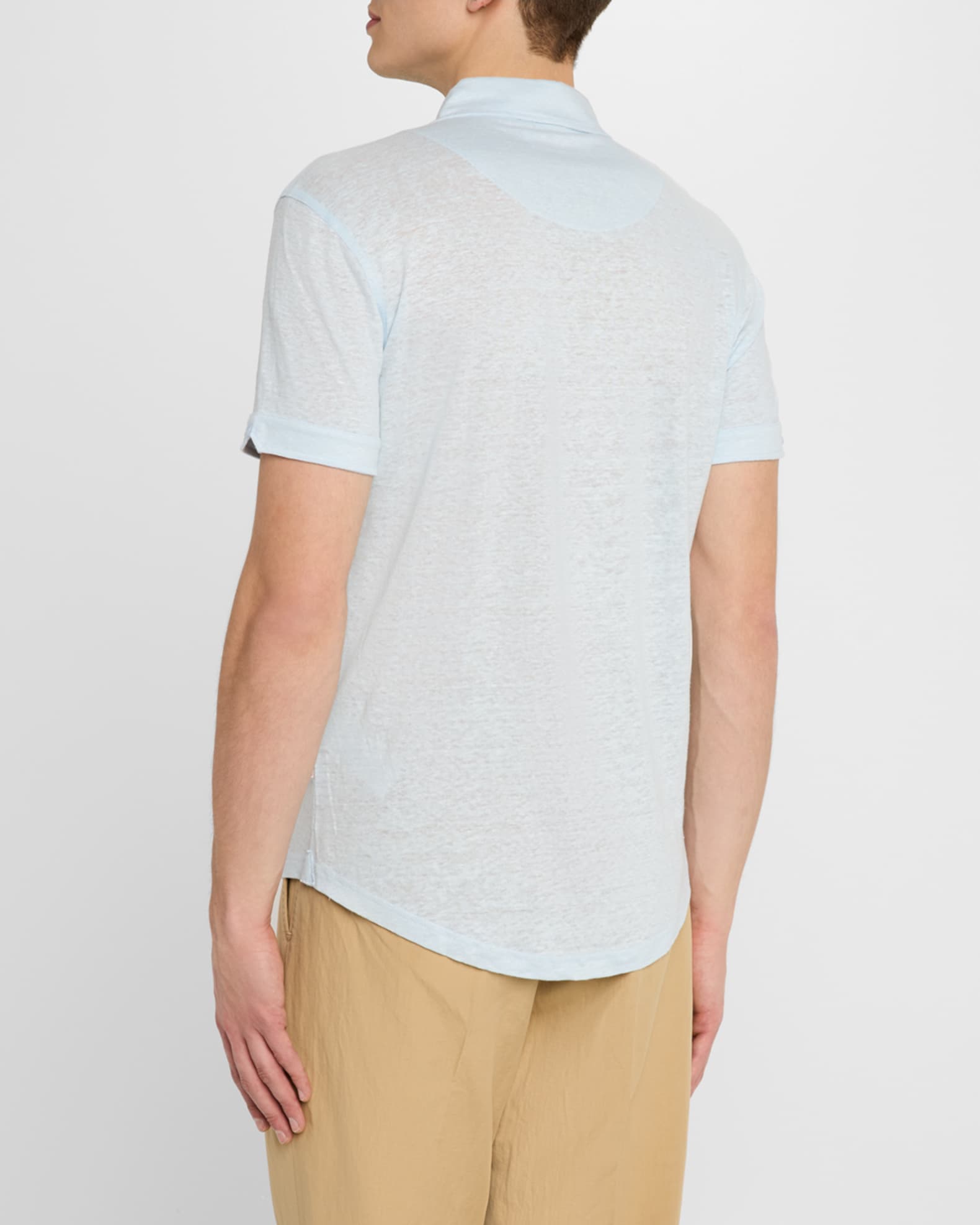 Orlebar Brown Men's Sebastian Short-Sleeve Linen Polo Shirt | Neiman Marcus