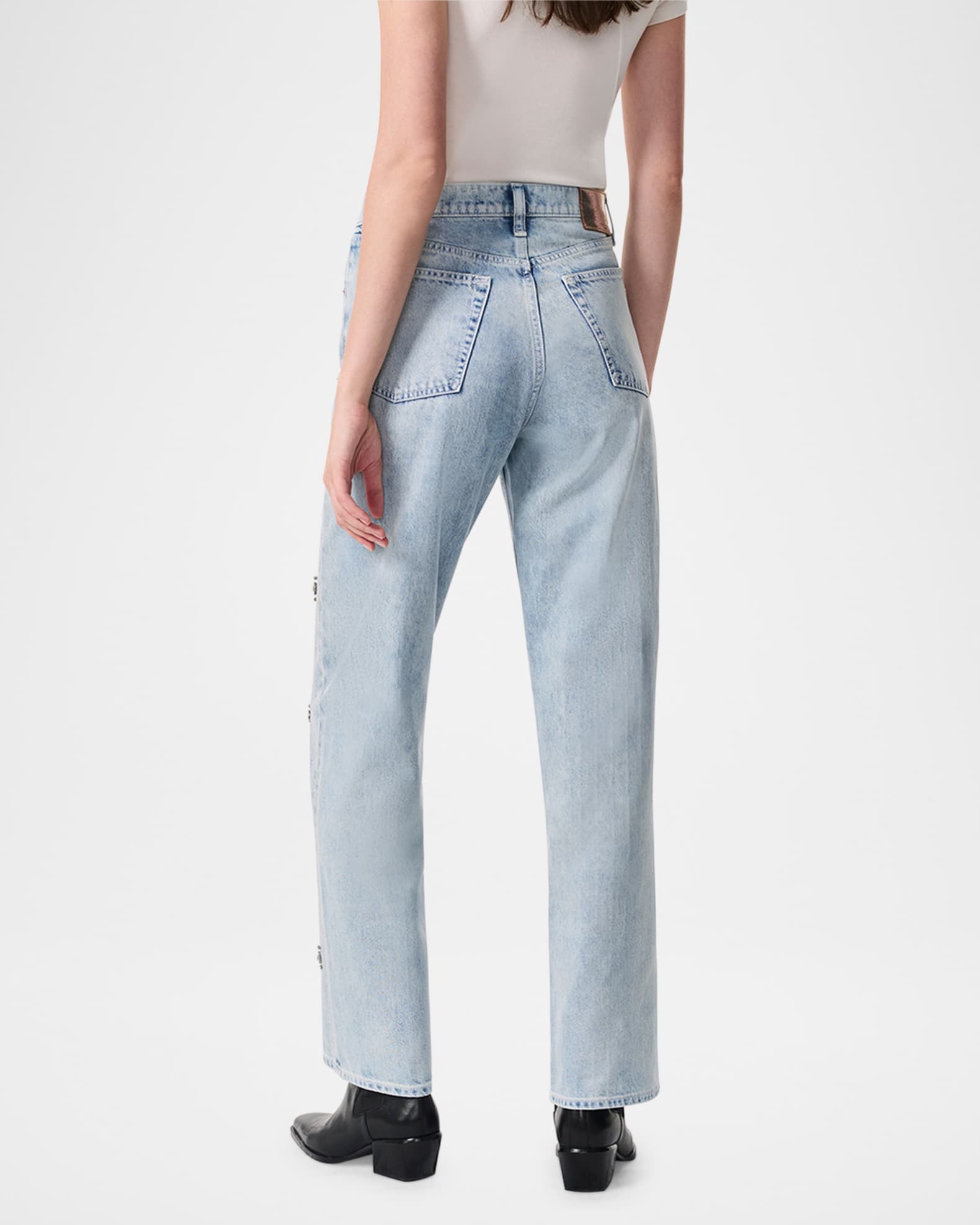 Rag & Bone Shea High-Rise Relaxed Straight Embellished Jeans | Neiman ...