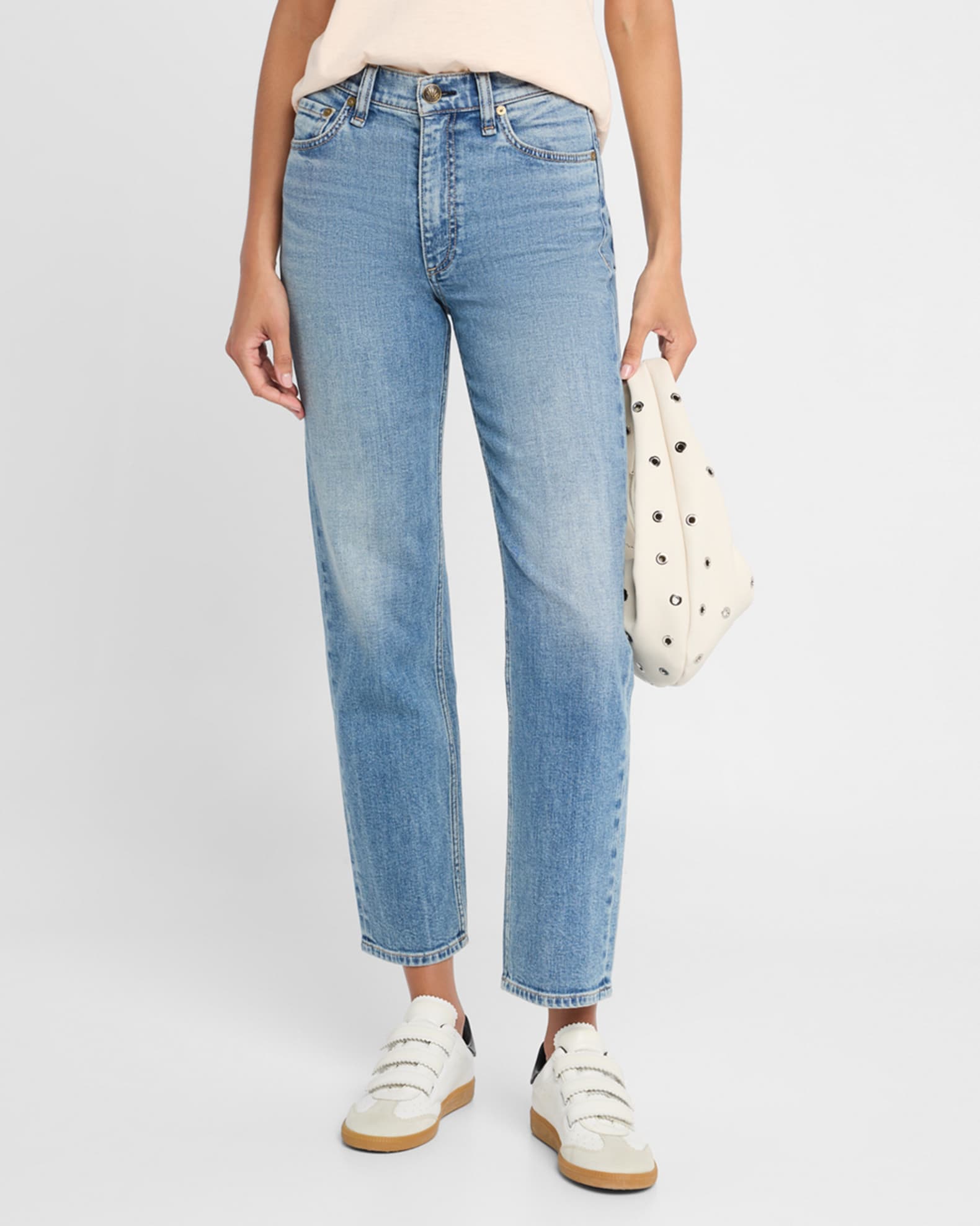 Rag & Bone Harlow Mid-Rise Ankle Straight Jeans | Neiman Marcus