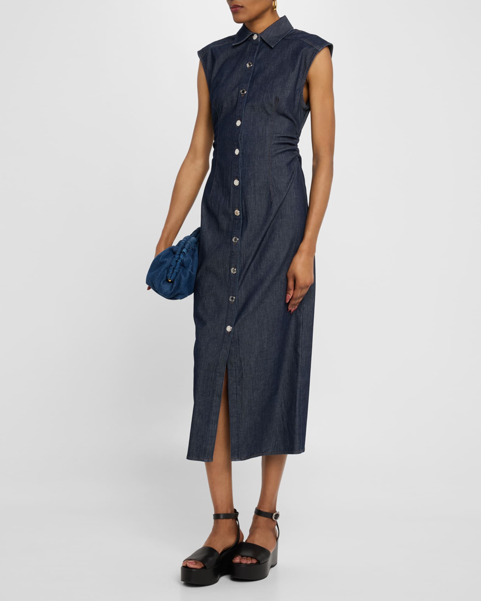 Rag & Bone AIRFLEX Leah Button-Front Midi Dress | Neiman Marcus