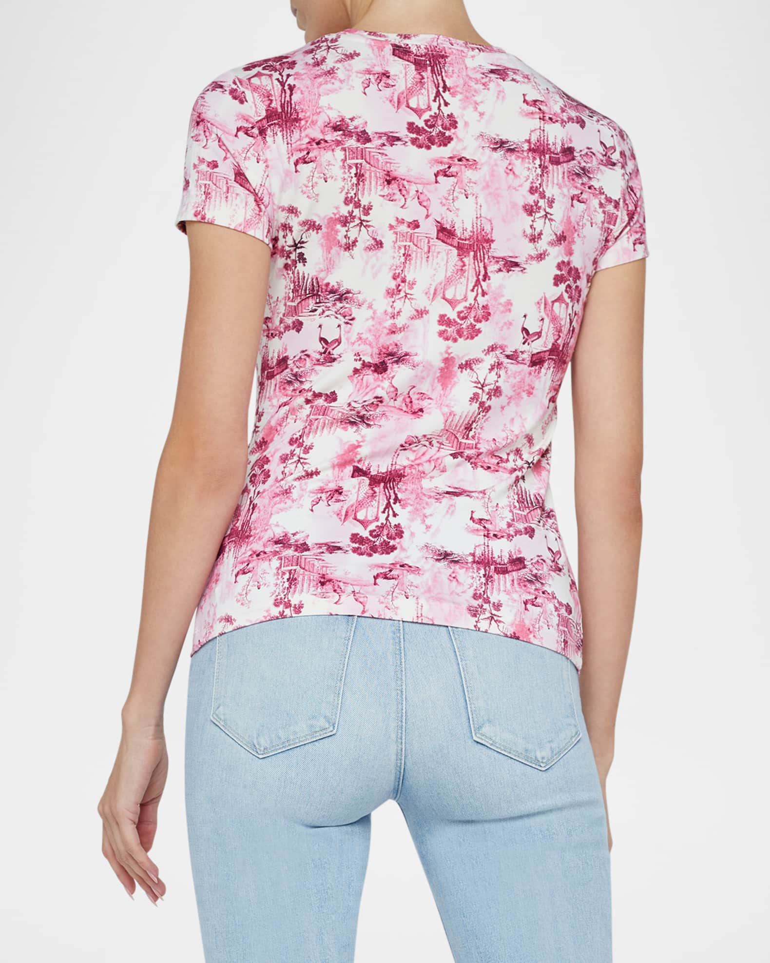 L'Agence Ressi Short-Sleeve Porcelain Tee | Neiman Marcus