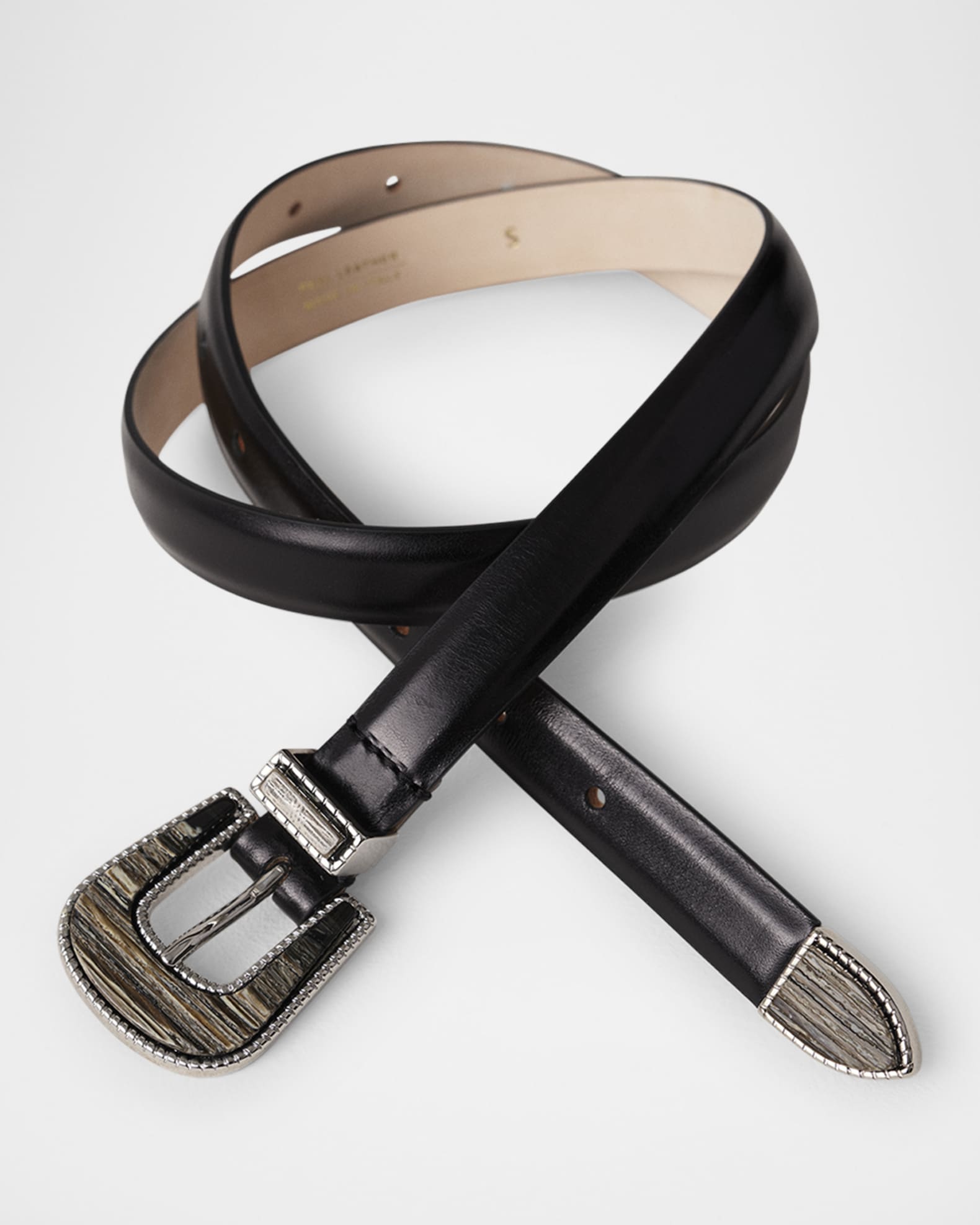 Dehanche Leather Travertine-Trim Belt | Neiman Marcus