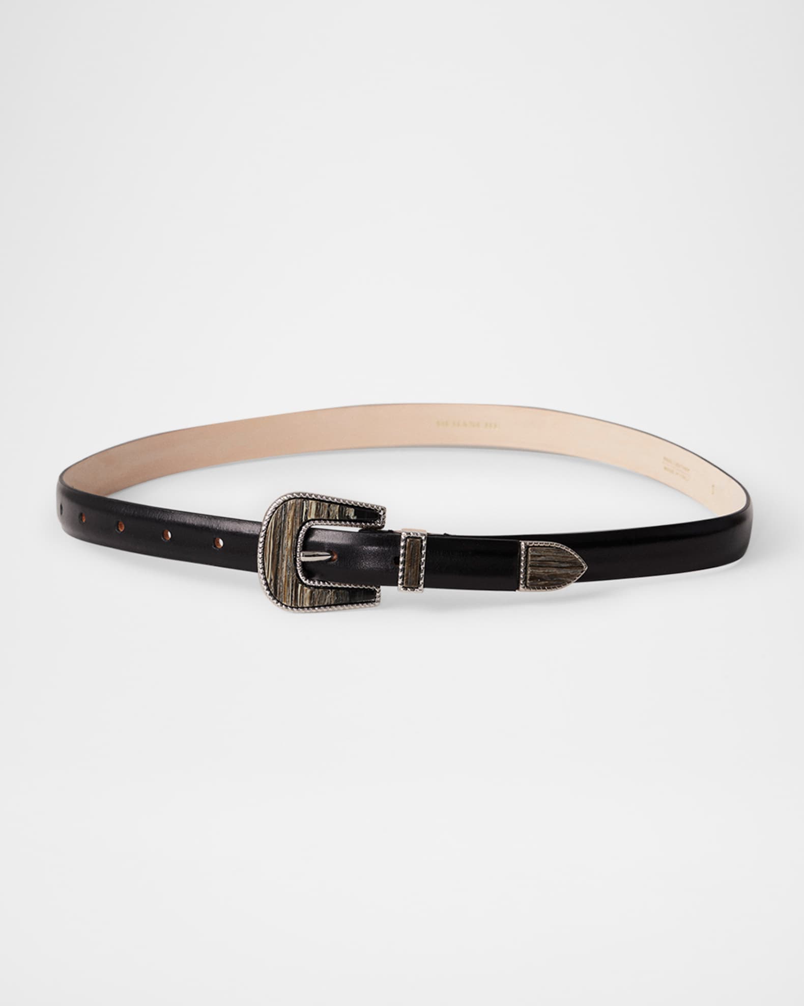 Dehanche Leather Travertine-Trim Belt | Neiman Marcus