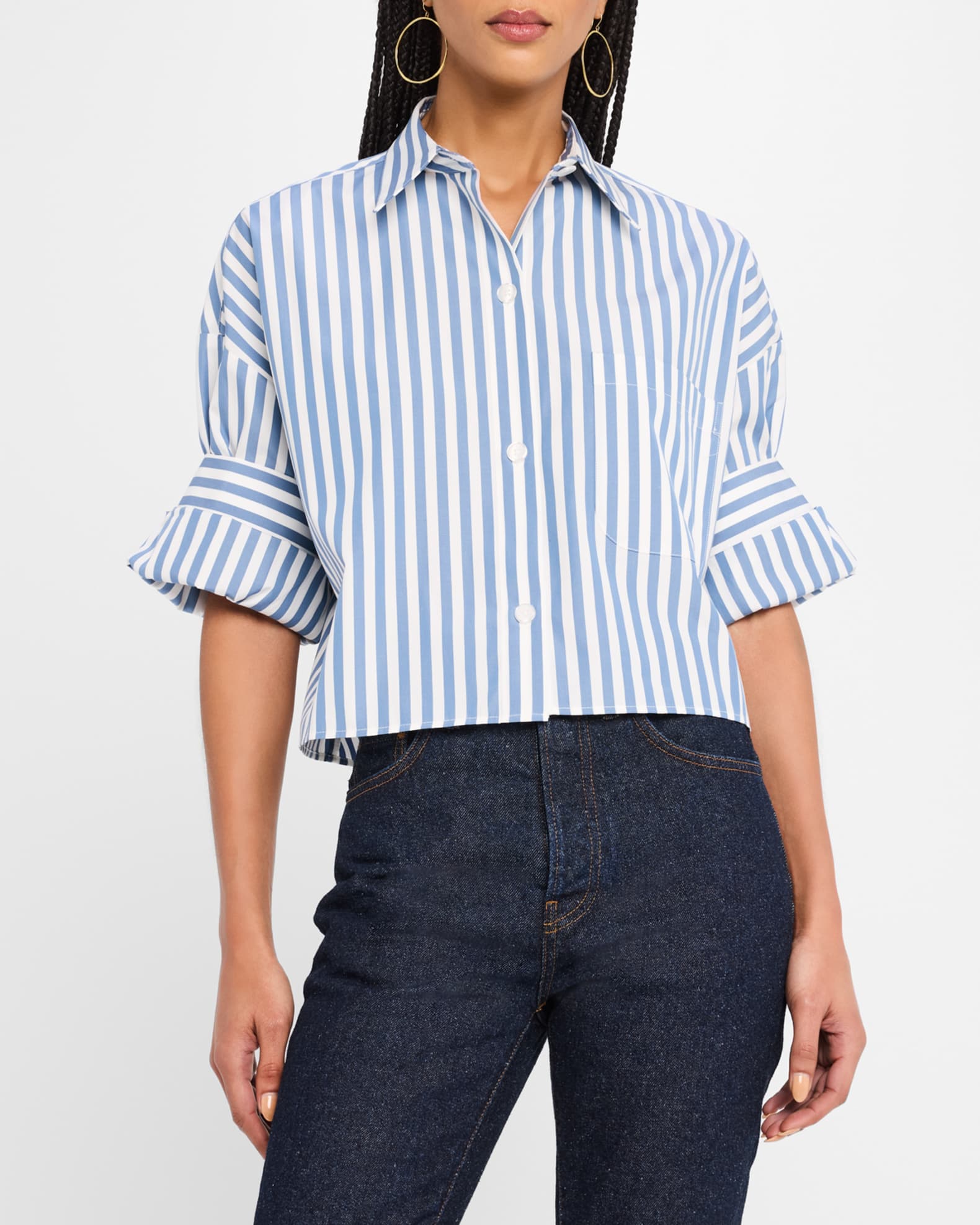 TWP Next Ex Striped Button-Front Shirt | Neiman Marcus