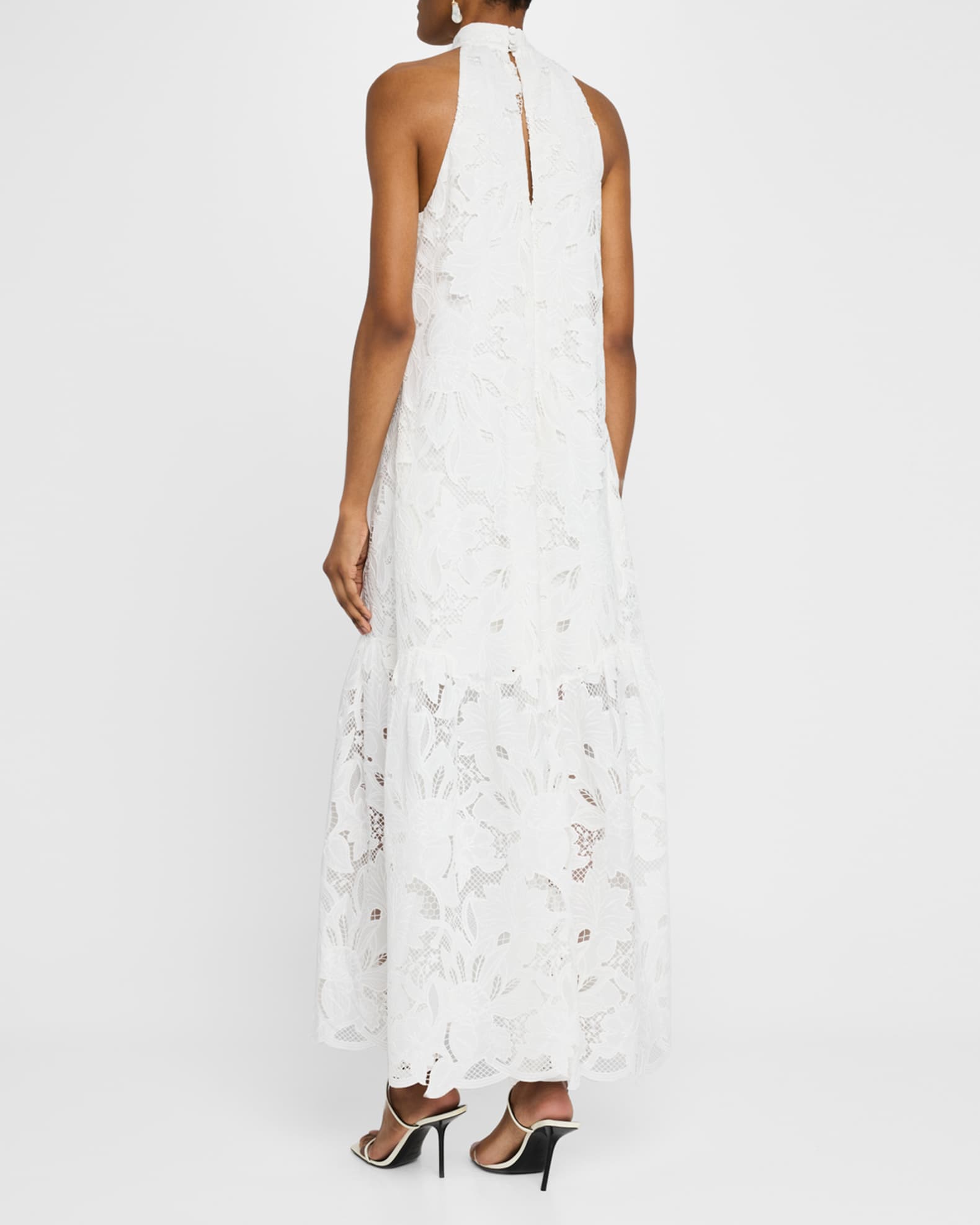 Ungaro Lorelei Halter Floral Lace Maxi Dress | Neiman Marcus