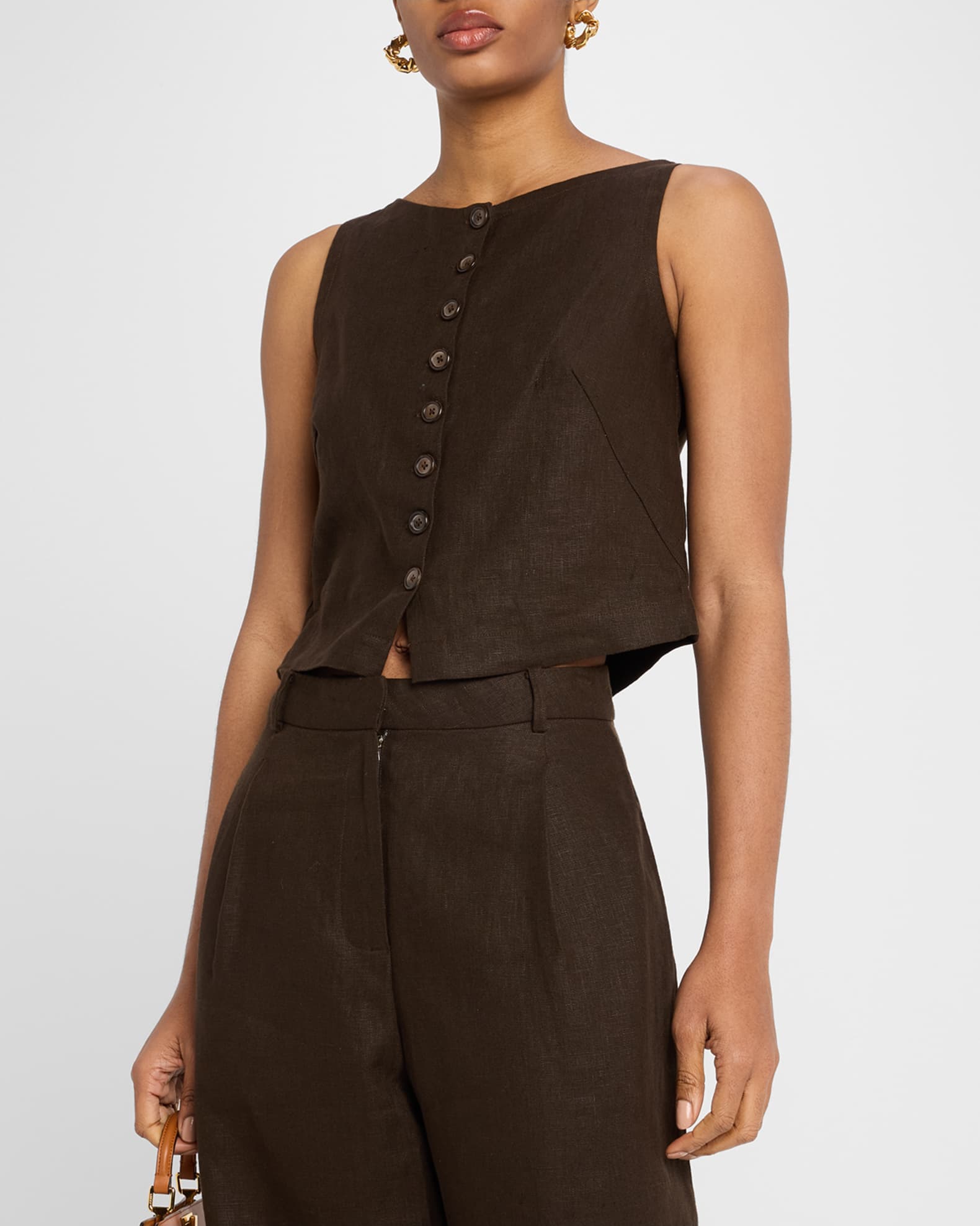 Faithfull the Brand Elia Cropped Linen Top | Neiman Marcus