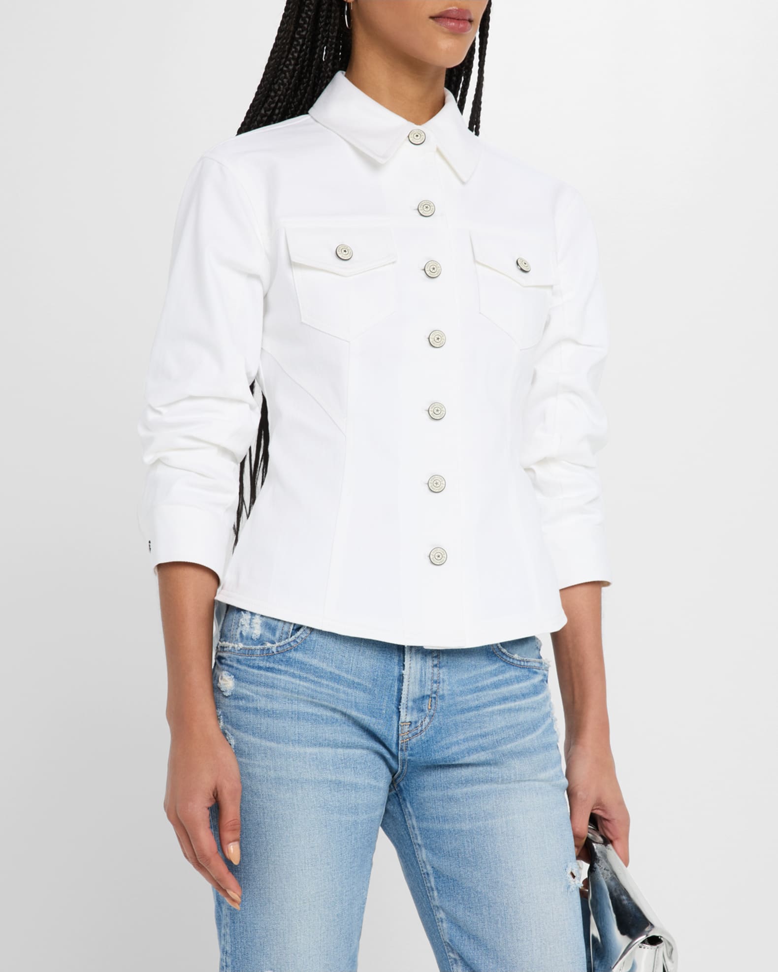 Cinq a Sept Canyon Scrunched Denim Jacket | Neiman Marcus