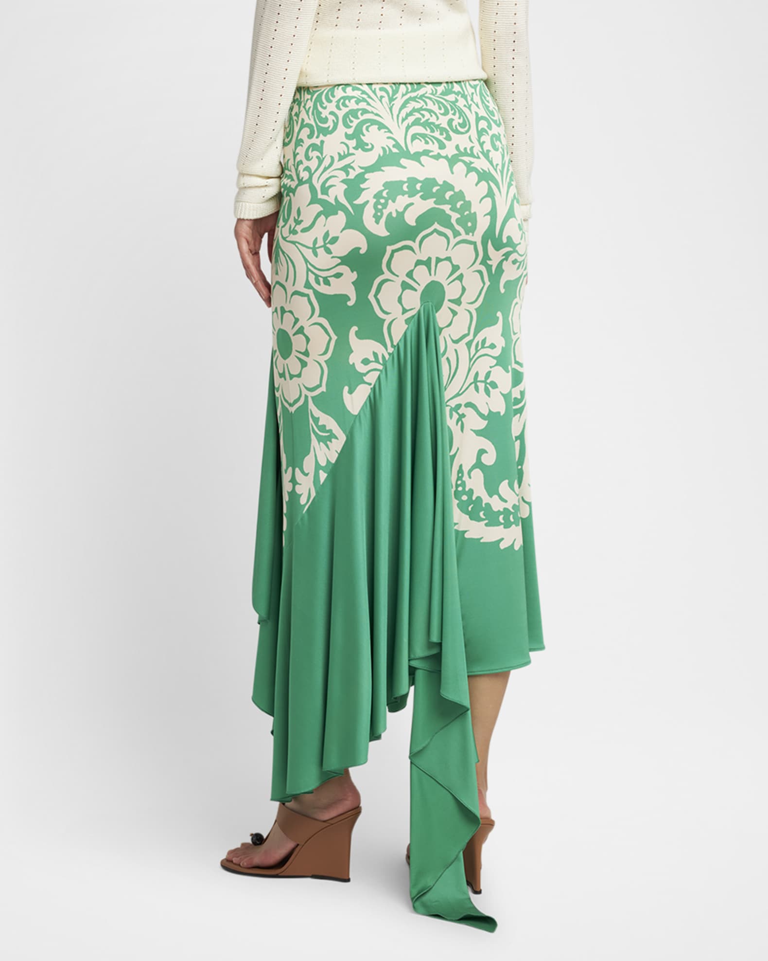 Etro Printed Draped Ruffle Maxi Skirt | Neiman Marcus