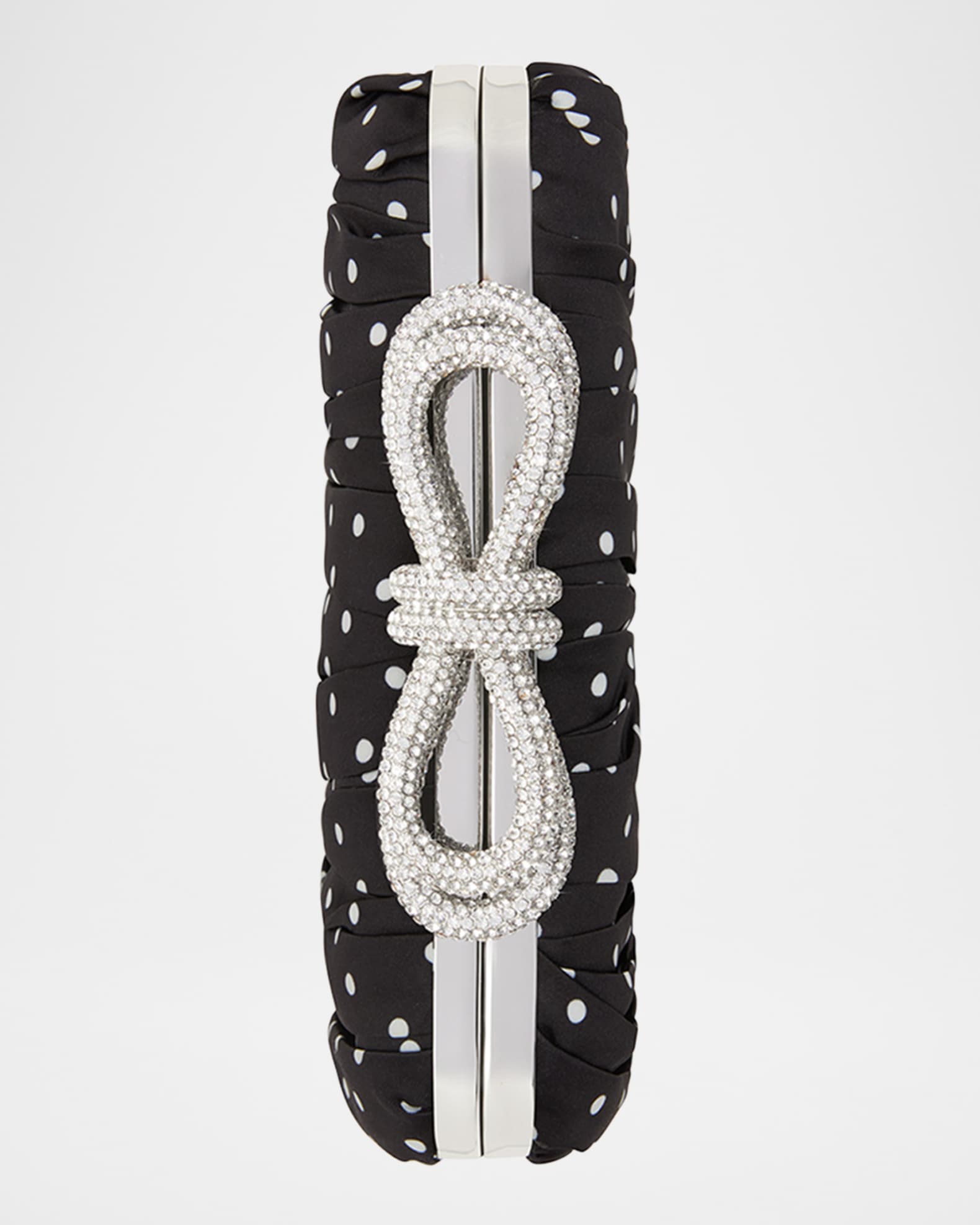 MACH & MACH Double Bow Polka Dot Satin Clutch Bag | Neiman Marcus