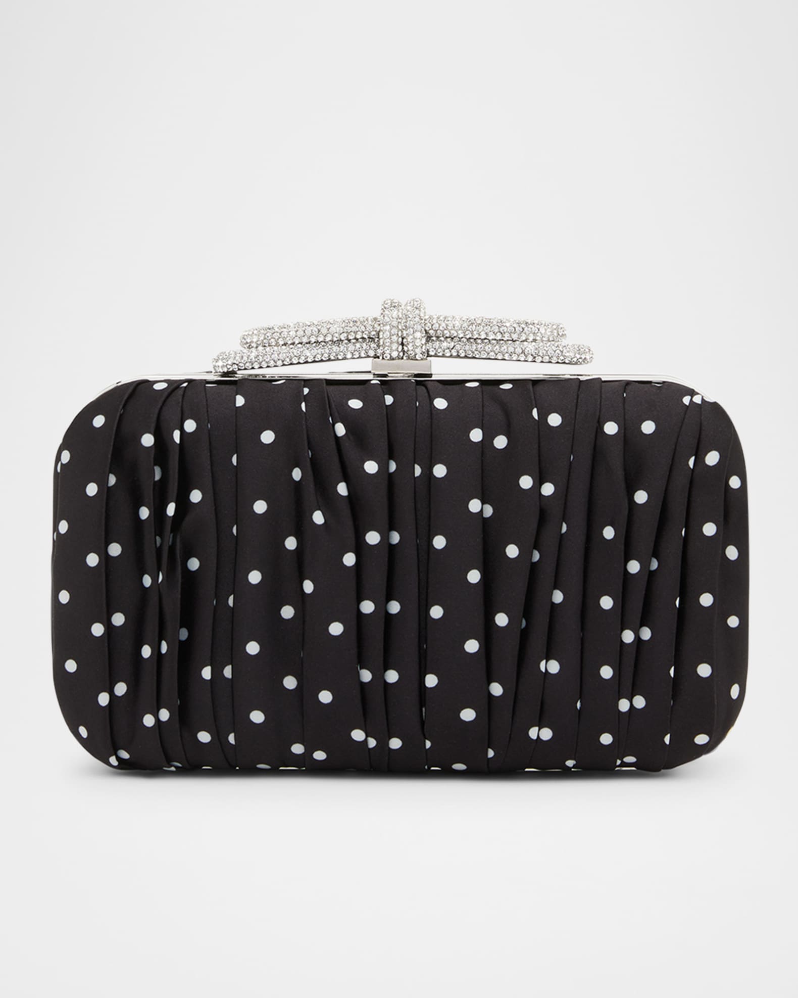MACH & MACH Double Bow Polka Dot Satin Clutch Bag | Neiman Marcus
