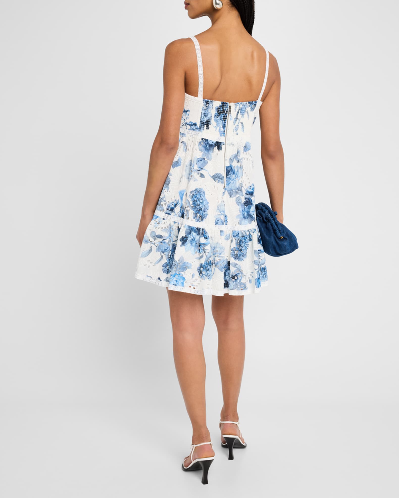 ALICE + OLIVIA Fallon Square-Neck Babydoll Mini Dress | Neiman Marcus