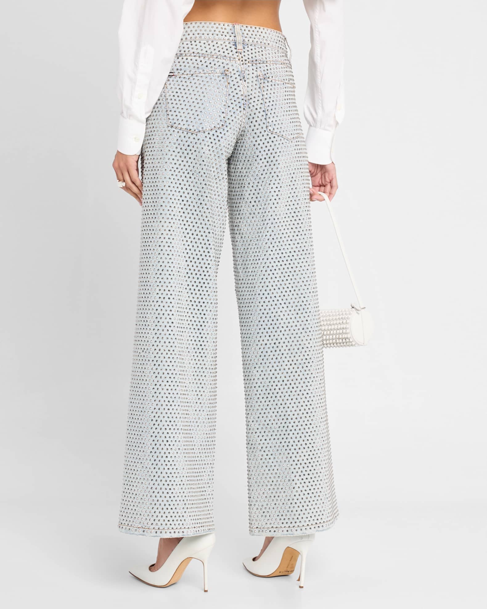 Alice + Olivia Trish Low-Rise Embellished Baggy Jeans | Neiman Marcus