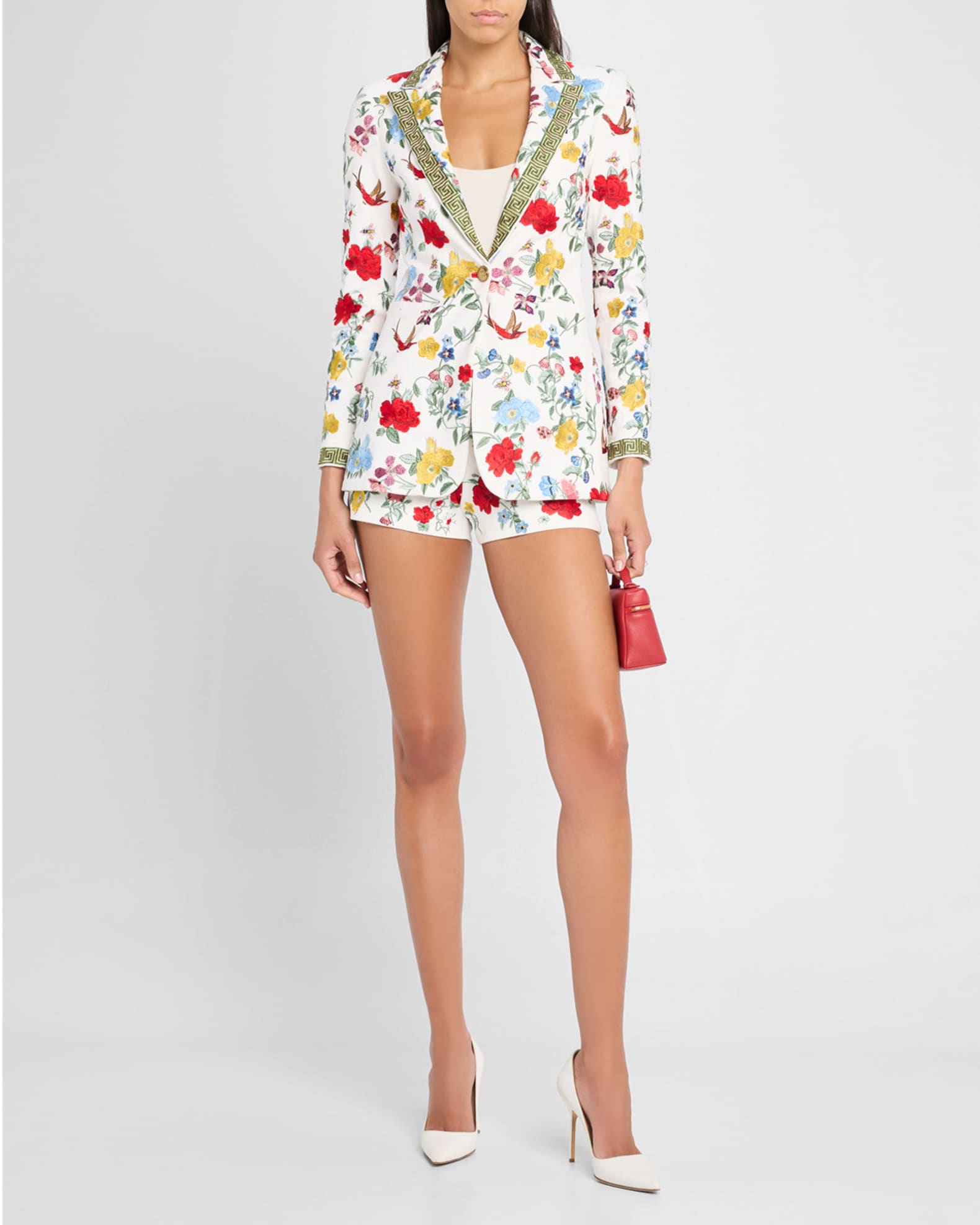 Alice + Olivia Breann Embroidered Fitted Blazer | Neiman Marcus
