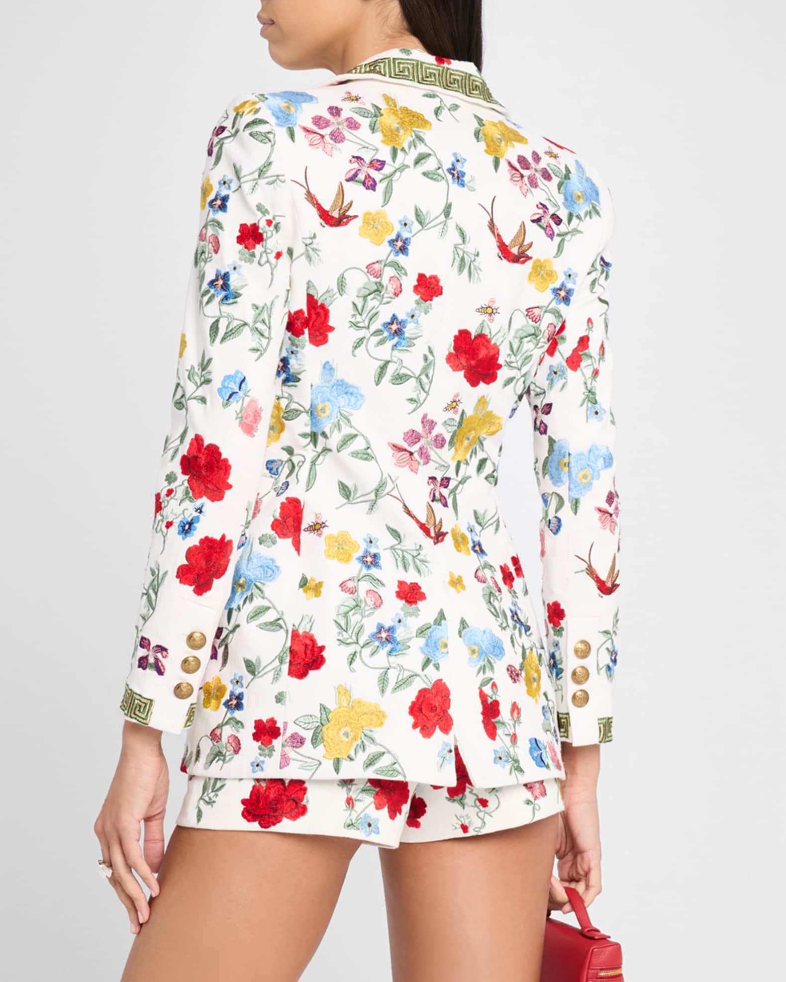 Alice + Olivia Breann Embroidered Fitted Blazer | Neiman Marcus
