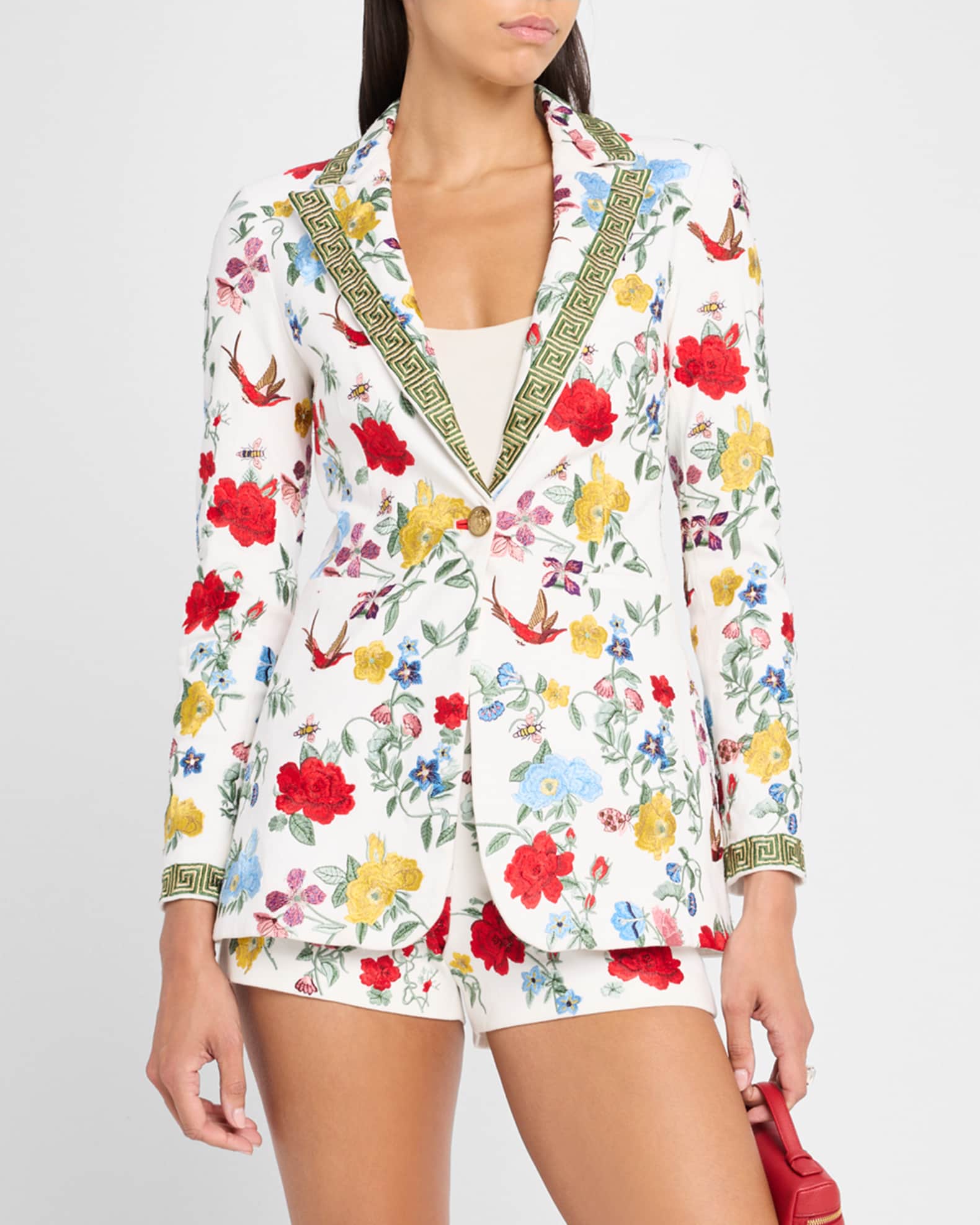Alice + Olivia Breann Embroidered Fitted Blazer | Neiman Marcus