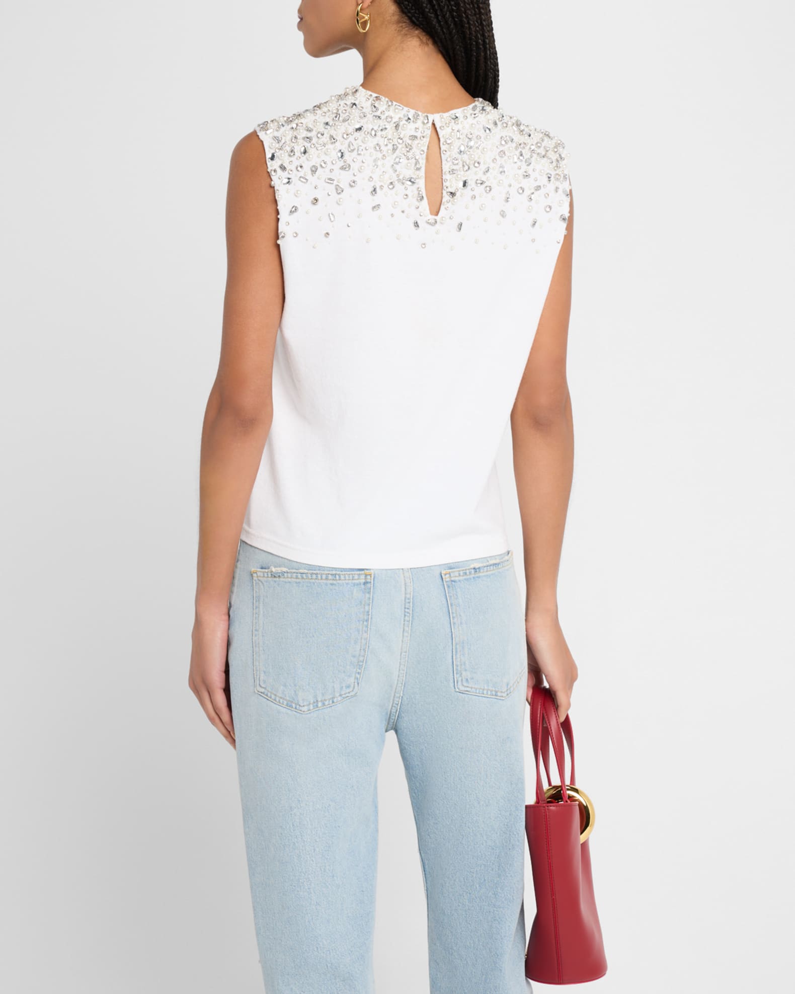 Alice + Olivia Micah Embellished Muscle Tank | Neiman Marcus