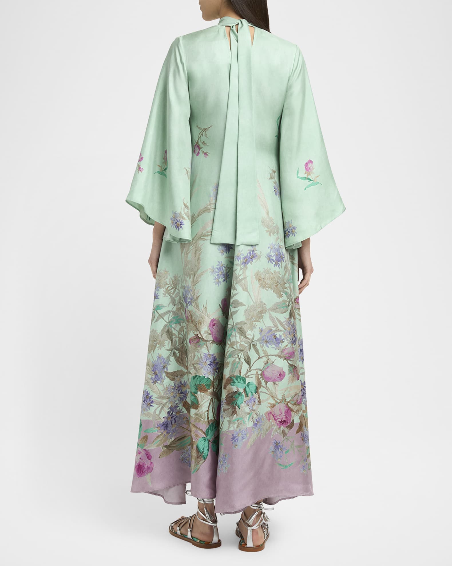 La DoubleJ Magnifico Floral Flare-Sleeve Maxi Dress | Neiman Marcus