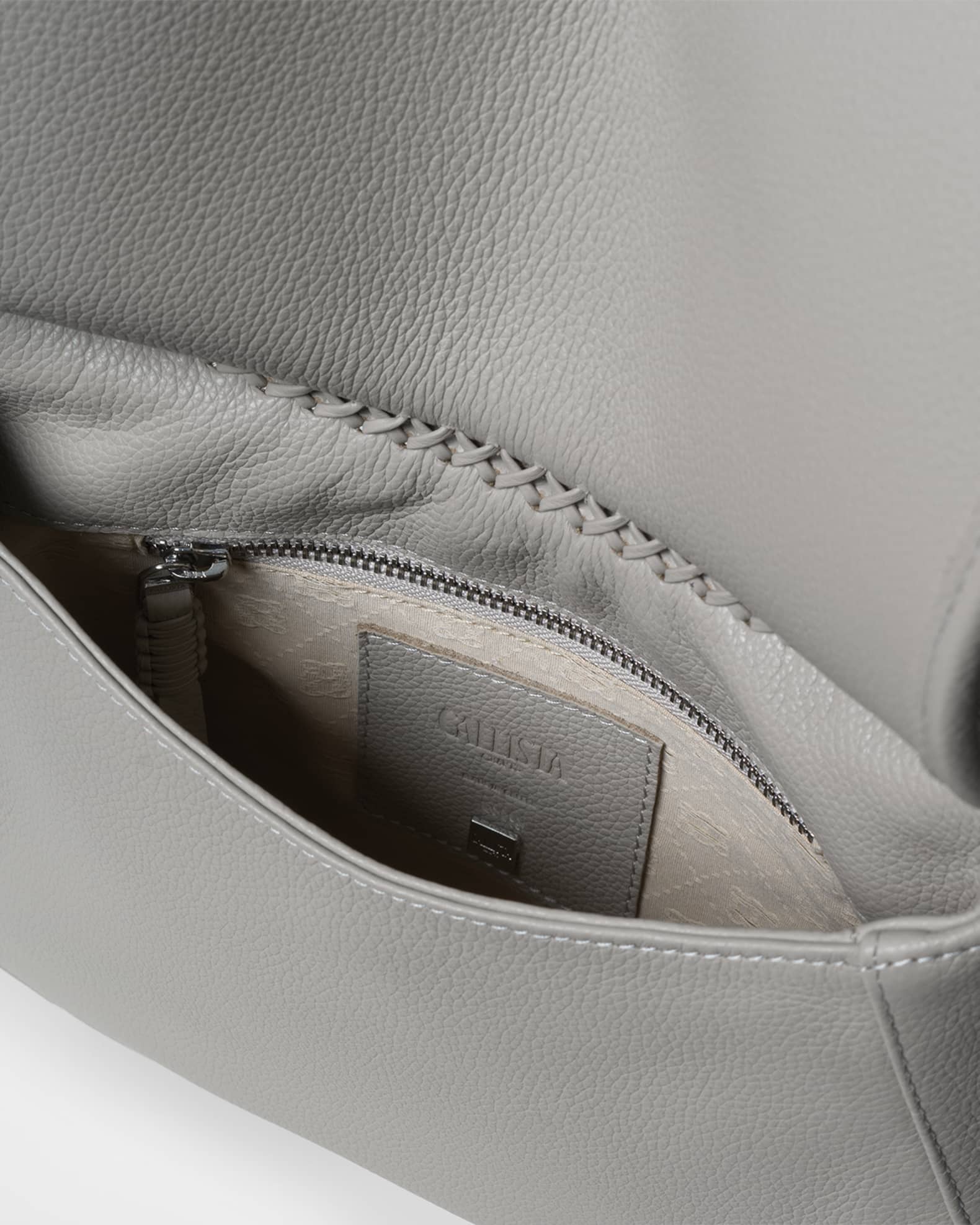 Callista Medium Saddle Grained Leather Crossbody Bag | Neiman Marcus