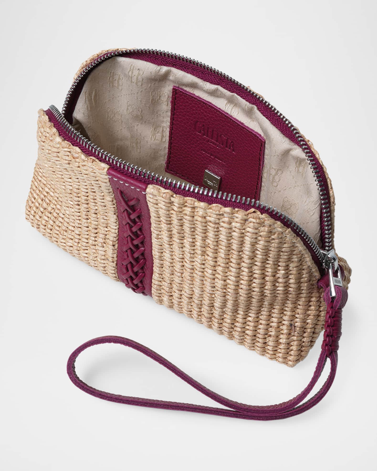 Callista Woven Fabric & Leather Wristlet | Neiman Marcus
