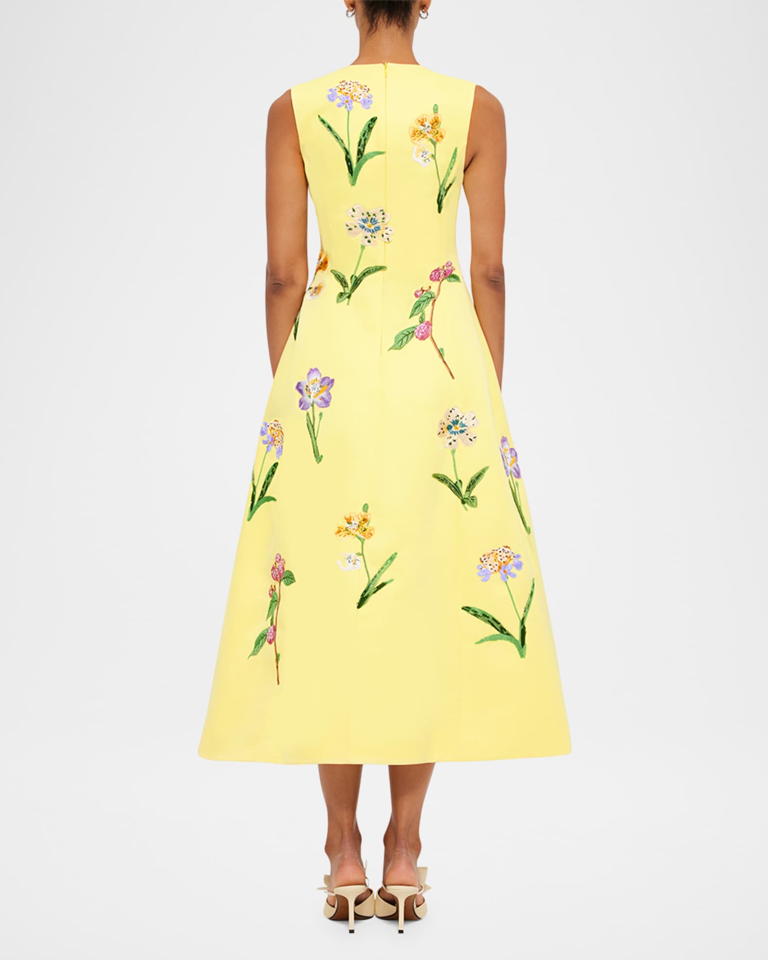 LEO LIN Cleo Sleeveless Floral-Print Midi Dress | Neiman Marcus