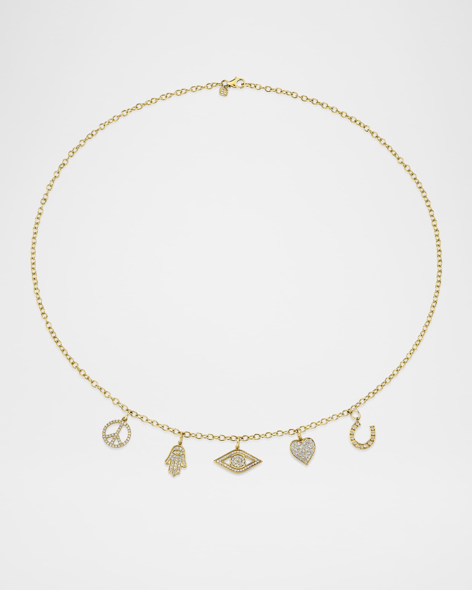 Sydney Evan 18K Yellow Gold Multi Icon Charm Necklace with Diamonds ...
