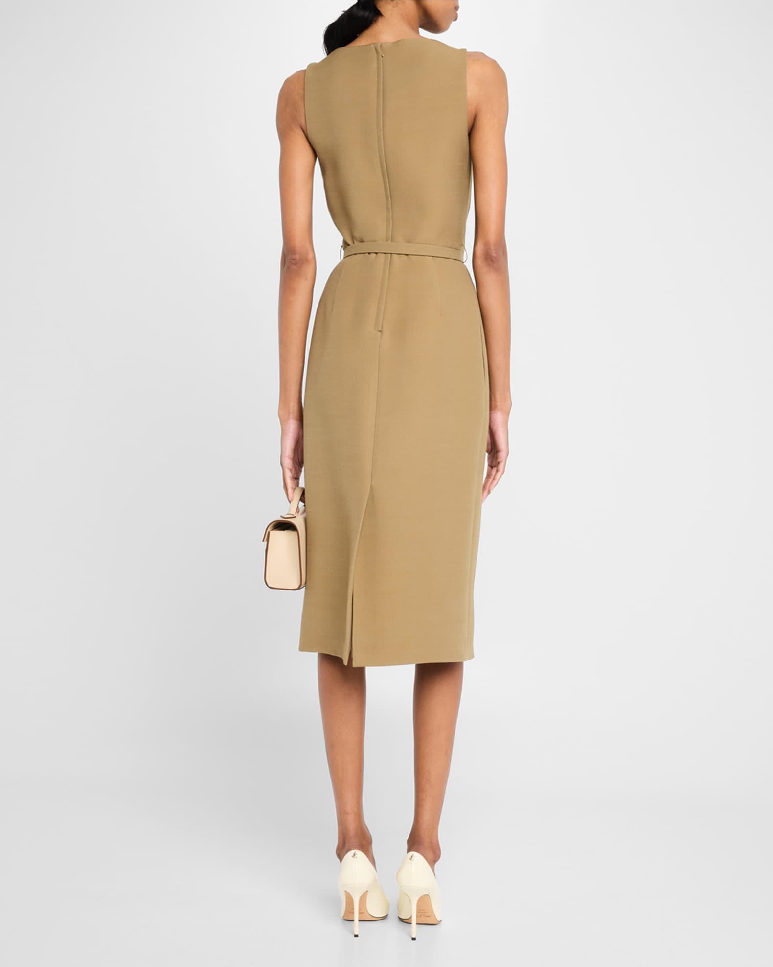 Adam Lippes Blaire Belted Midi Silk Wool Dress | Neiman Marcus