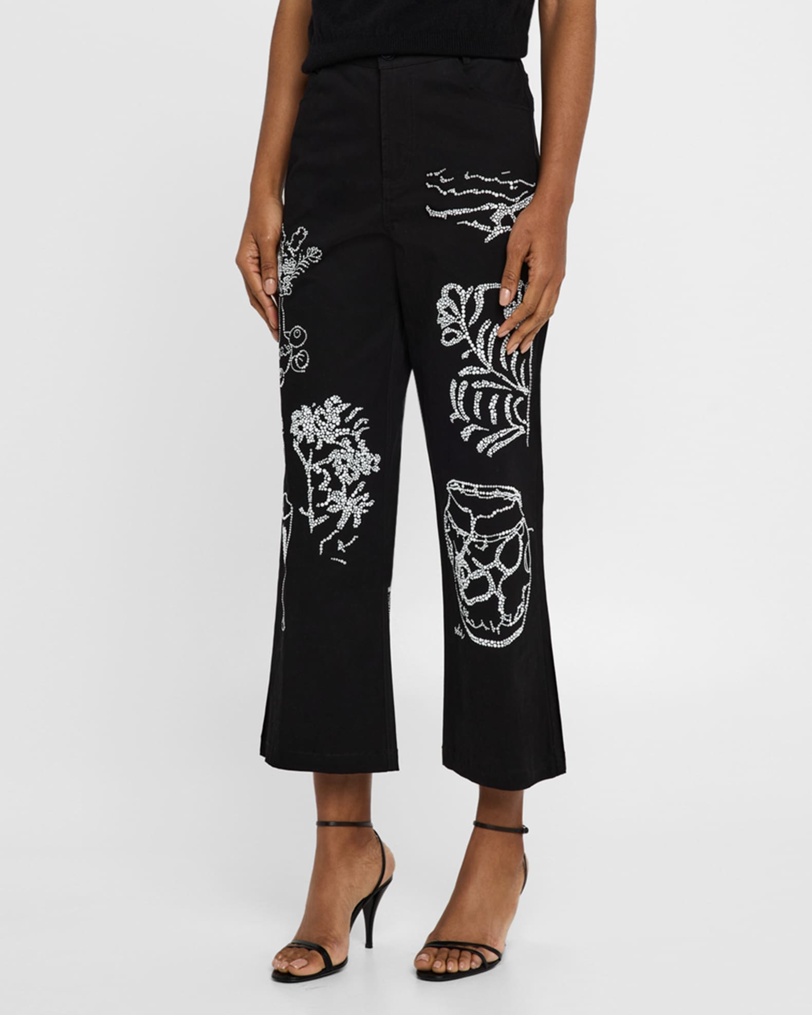 Libertine Still Life Crystal Wide-Leg Crop Pants | Neiman Marcus