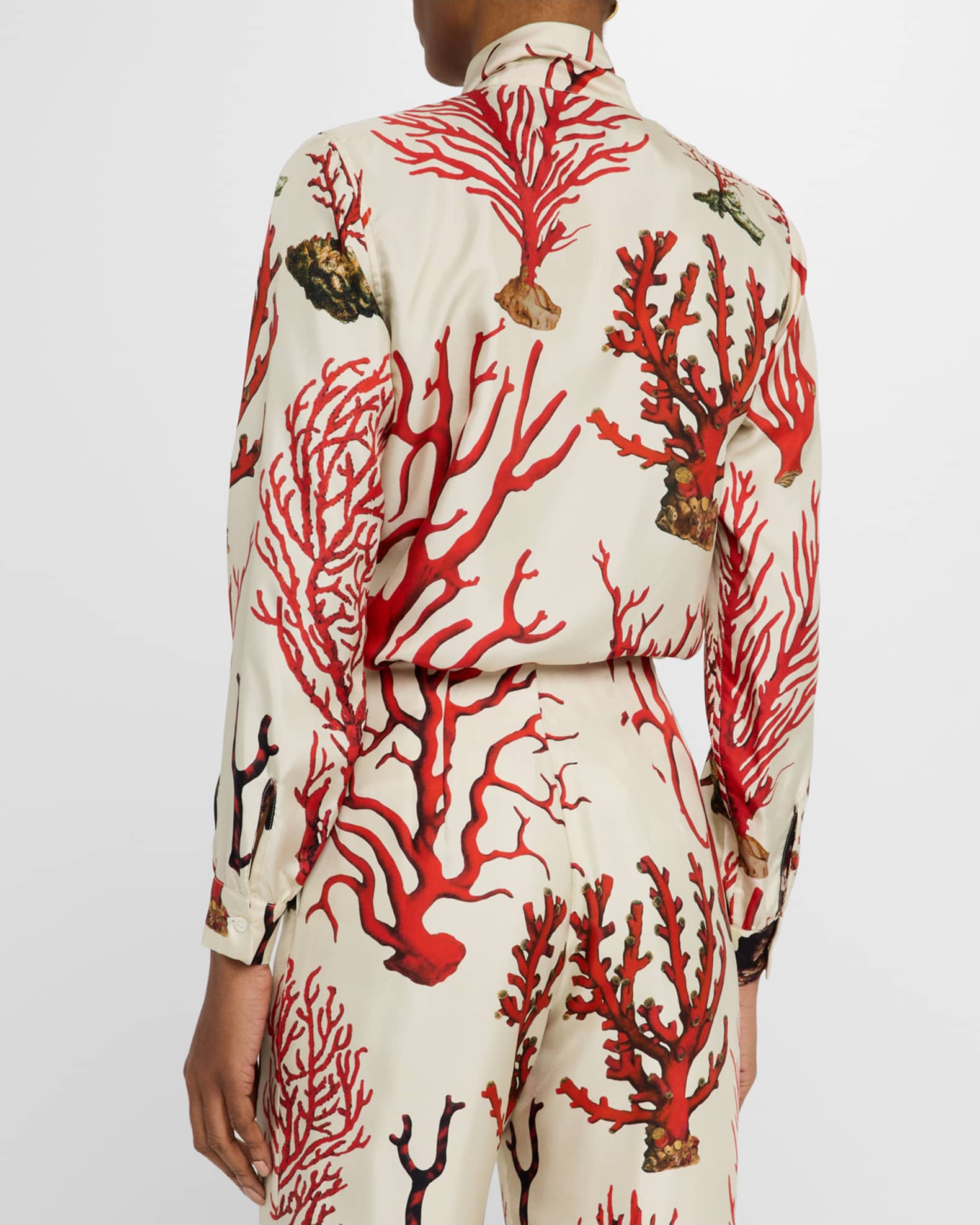 Libertine Venetian Coral Slim Keith Tie Blouse | Neiman Marcus